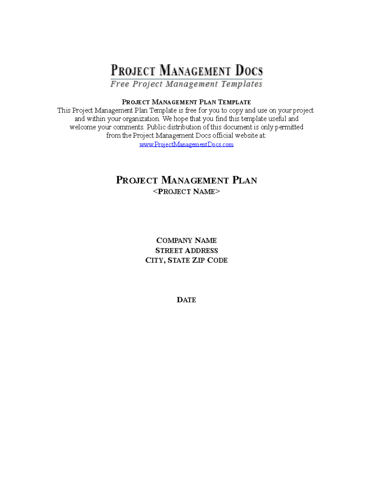 Project-Management-Plan - PROJECT MANAGEMENT PLAN TEMPLATE This Project ...