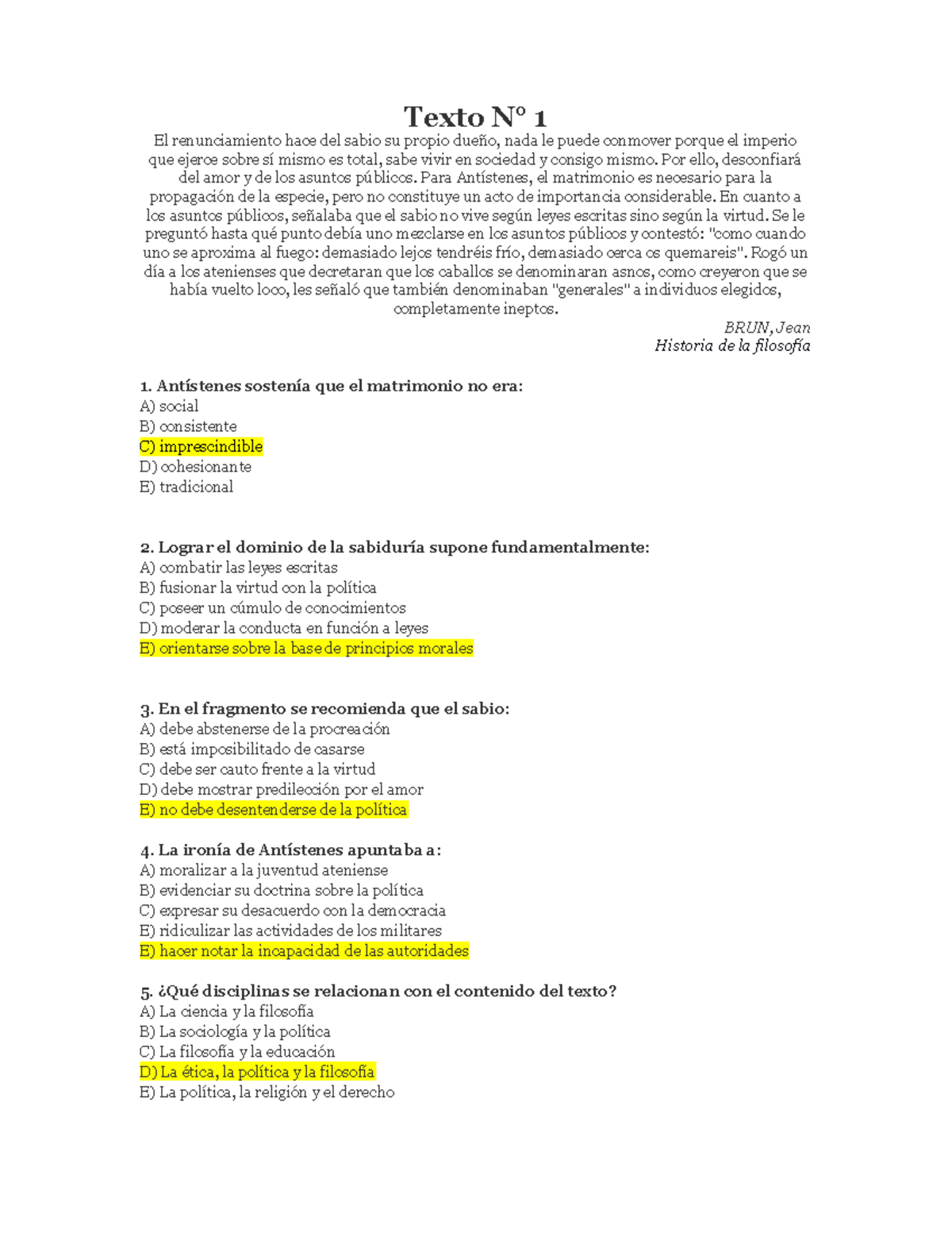 Texto 1 - actividad 1 - Texto N° 1 El renunciamiento hace del sabio su ...