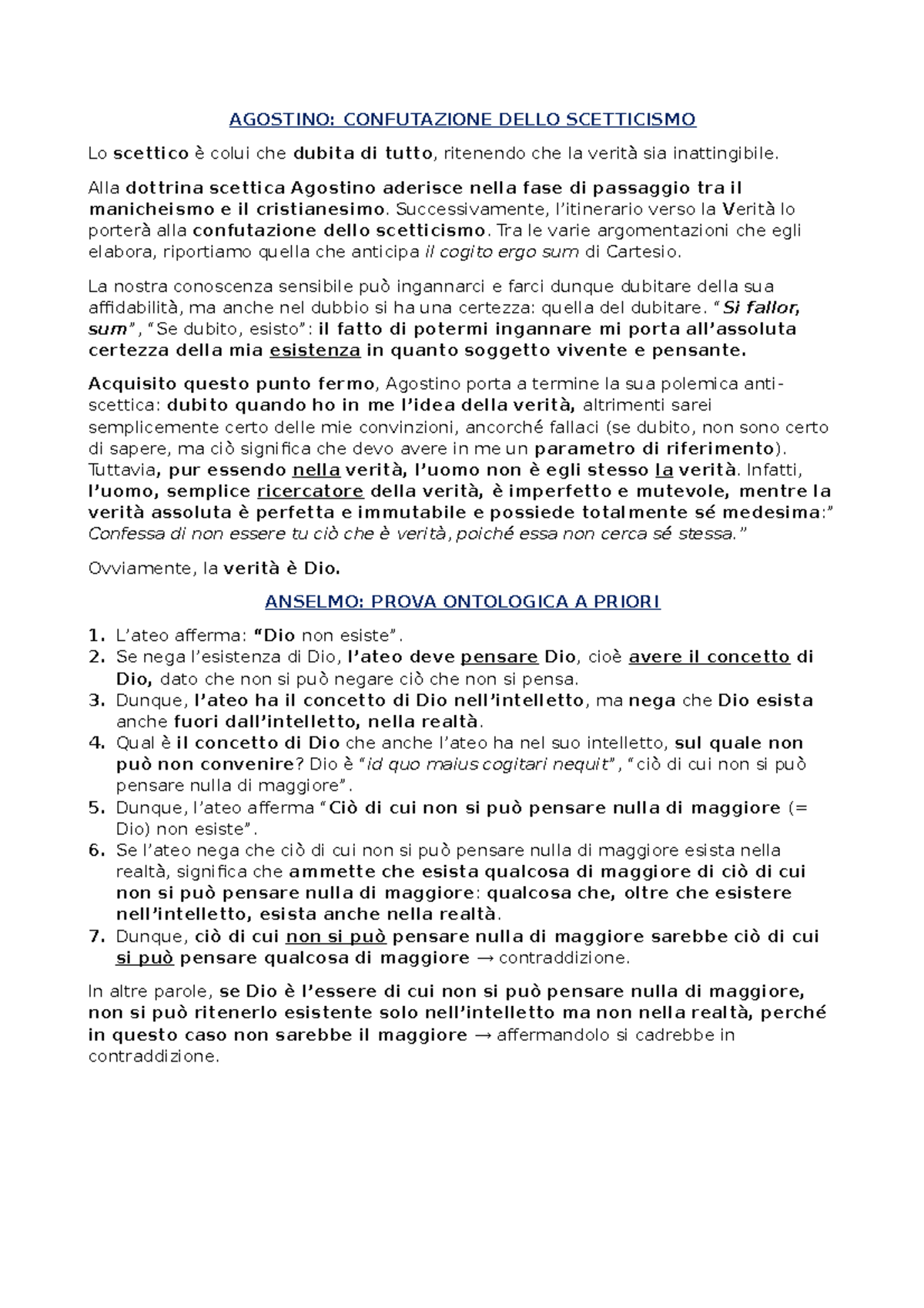 Agostino Anselmo - AGOSTINO: CONFUTAZIONE DELLO SCETTICISMO Lo scettico ...