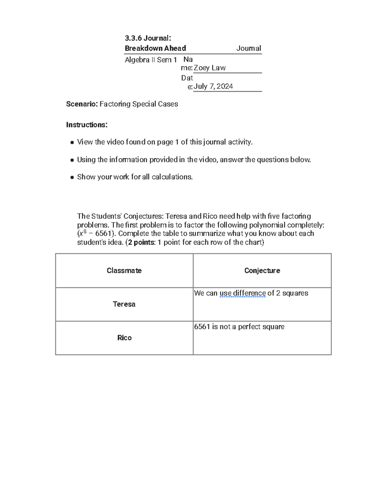3.3.6 Journal - Breakdown Ahead (Journal) - 3.3 Journal: Breakdown ...