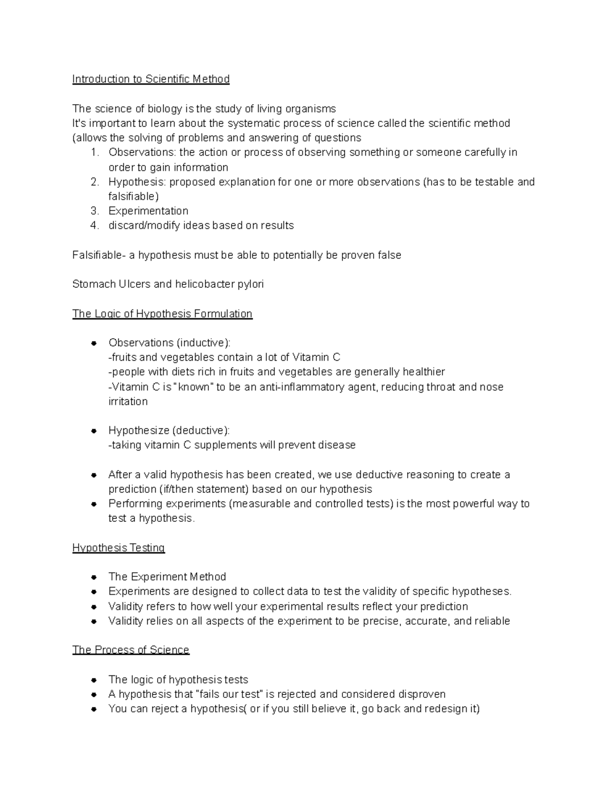 Scientifc Method Notes - Introduction to Scientific Method The science ...
