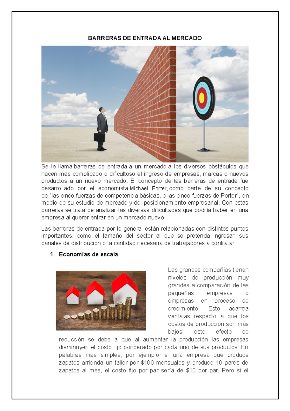 Barreras DE Entrada AL Mercado - BARRERAS DE ENTRADA AL MERCADO Se le llama barreras de entrada ...