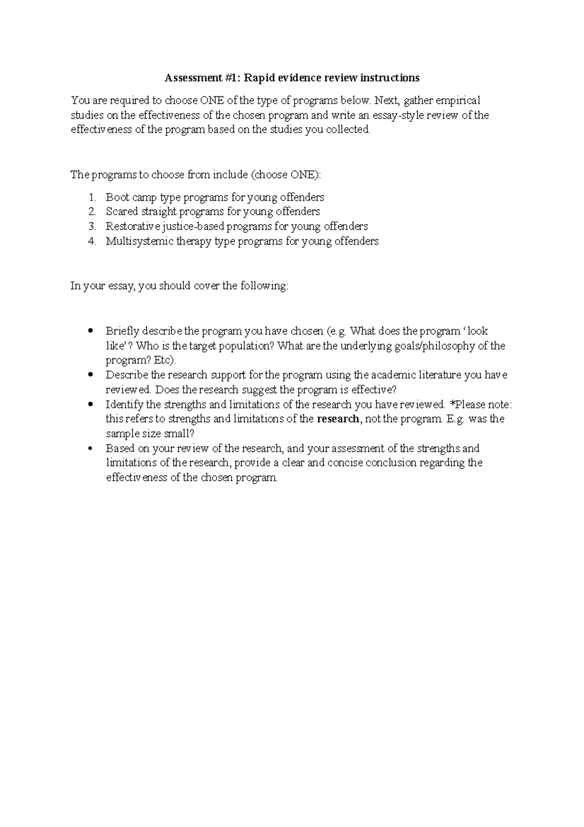 Assessment #1 Instructions - Assessment #1: Rapid evidence review ...