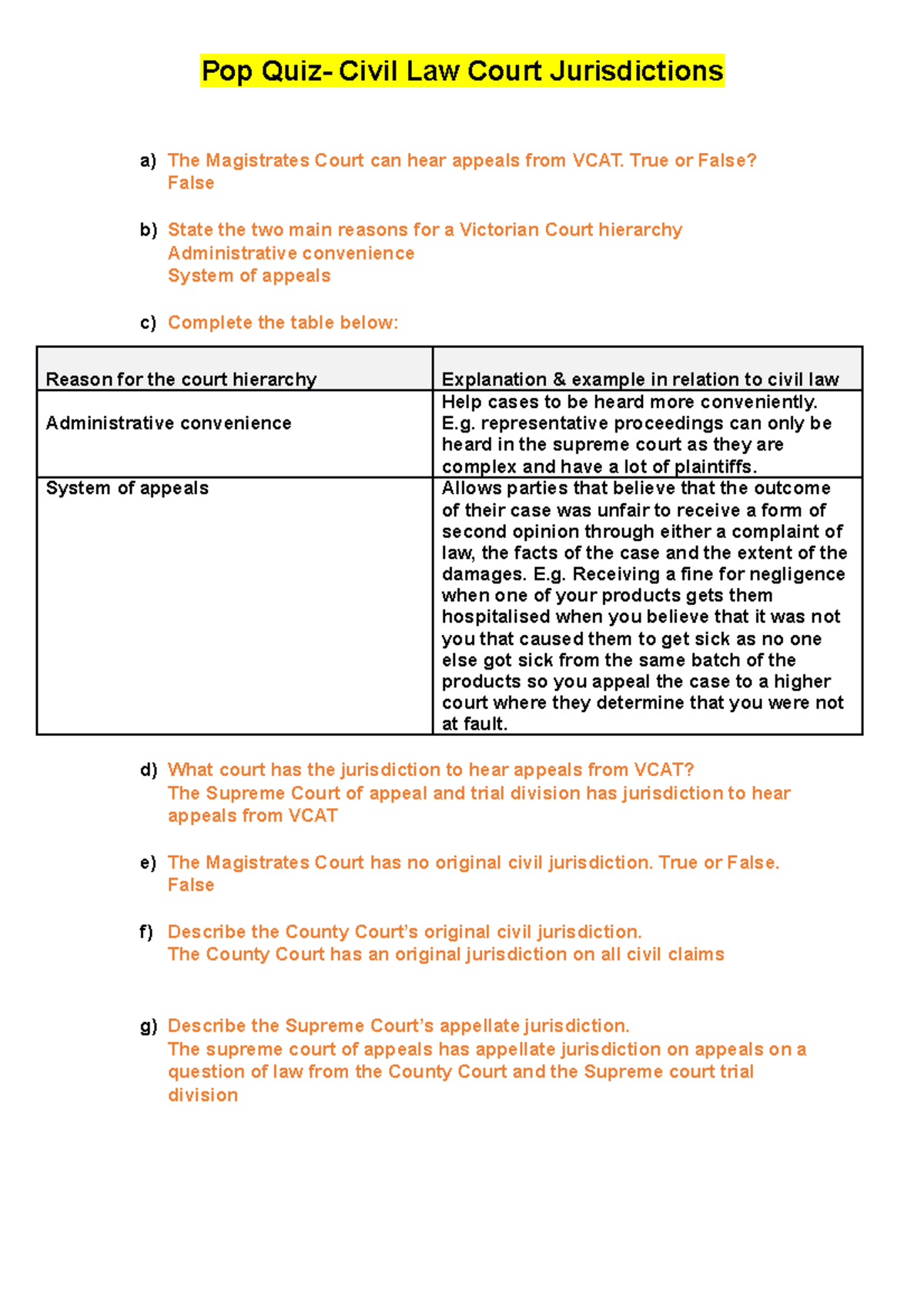 Pop Quiz- Civil law court jurisdictions - Pop Quiz- Civil Law Court ...