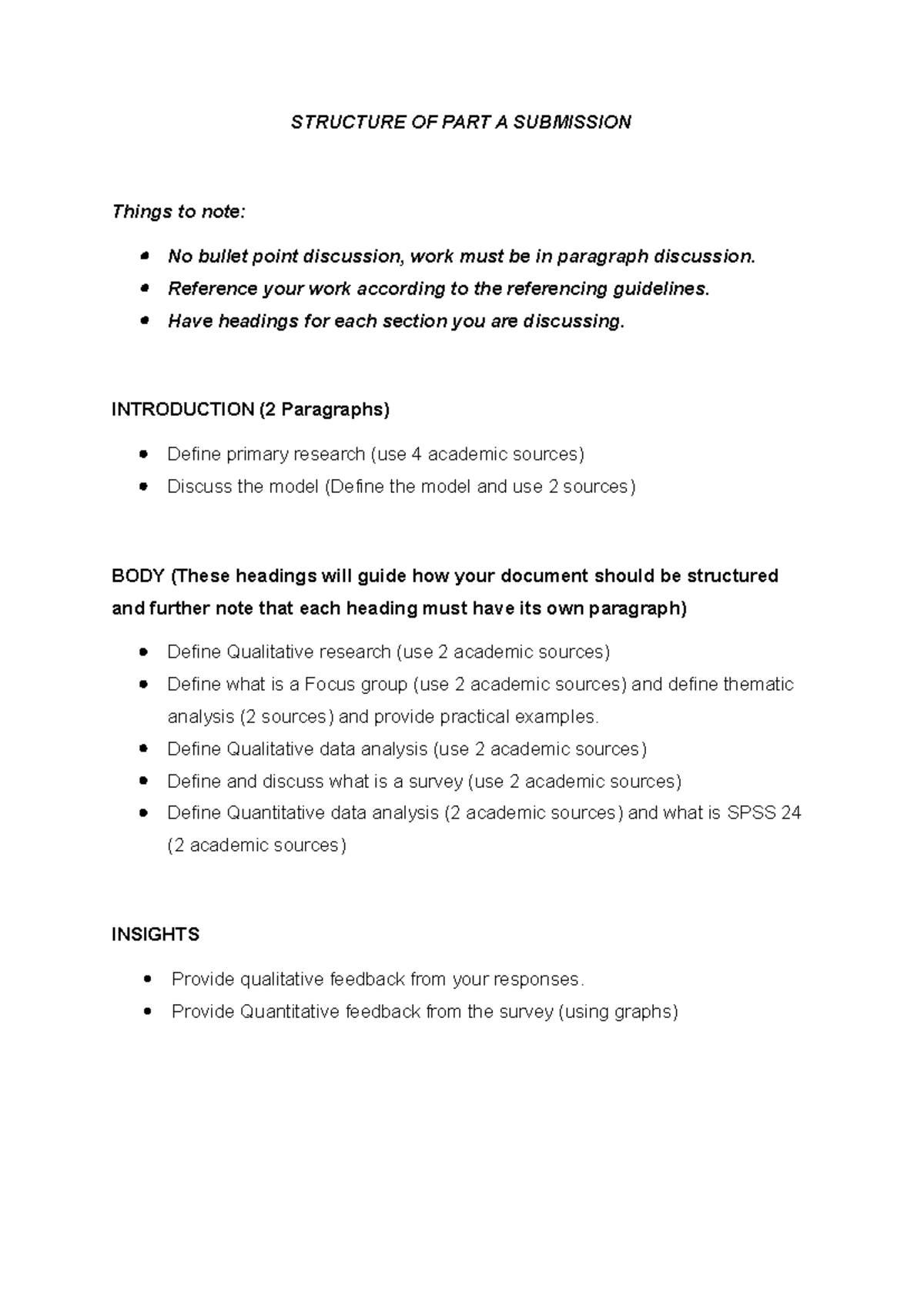 Structure OF PART A Submission - STRUCTURE OF PART A SUBMISSION Things ...