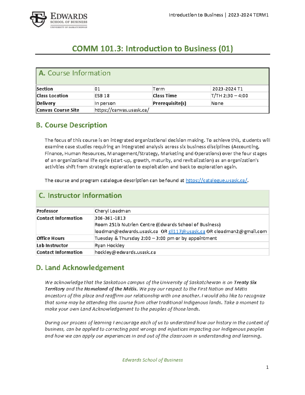 COMM 101 (03) 2023-24 T1 Final - Edwards School of Business COMM 101 .3 ...