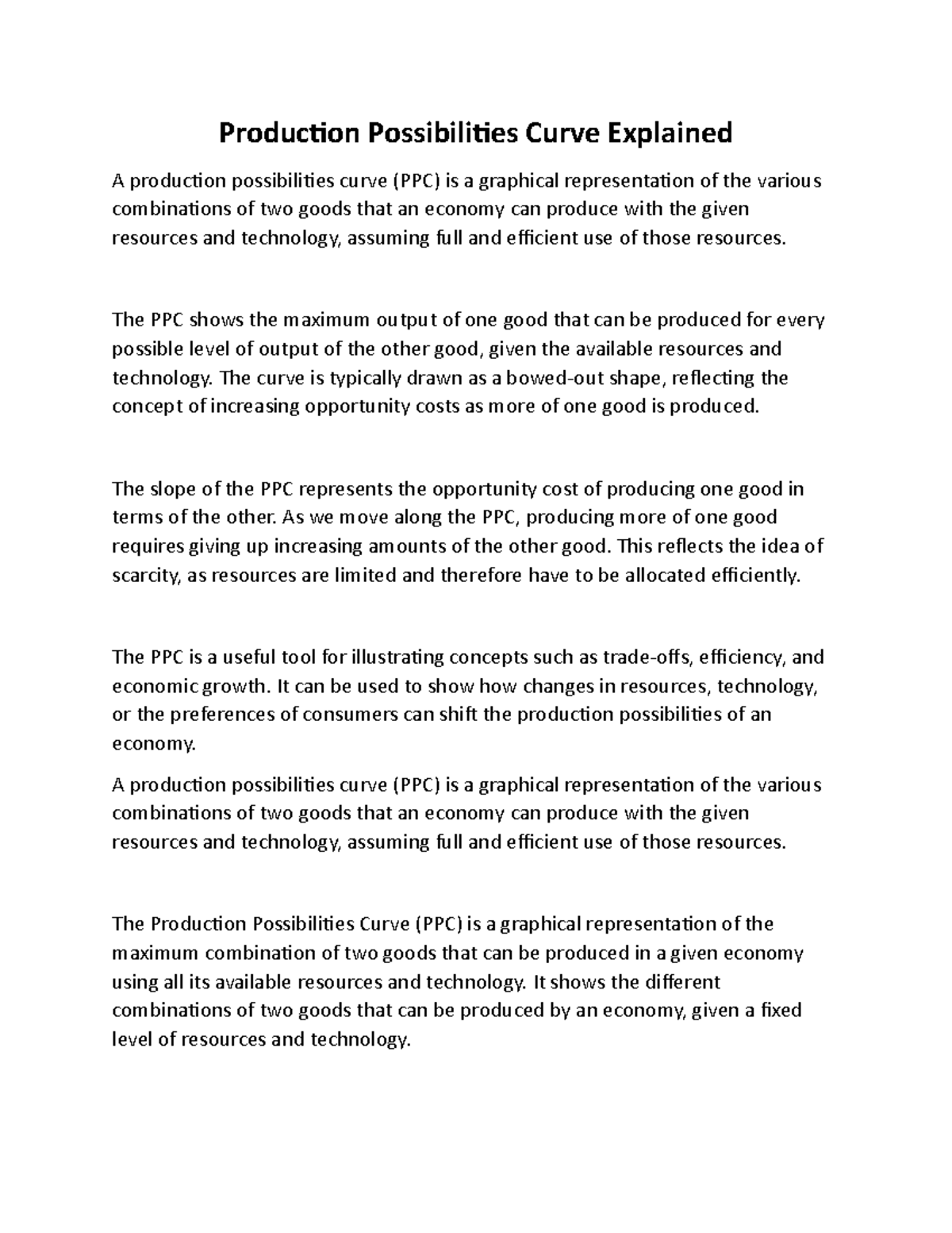 Production Possibilities Curve Explained - The PPC shows the maximum ...