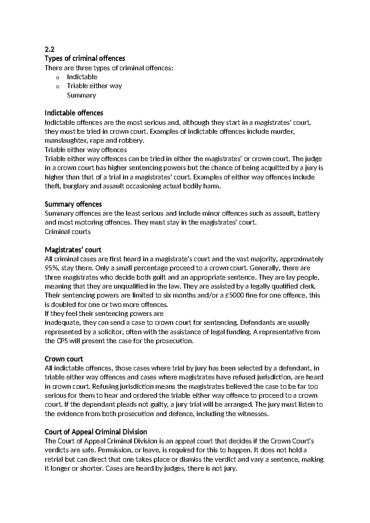 Document - iyl - 2. Types of criminal offences There are three types of ...