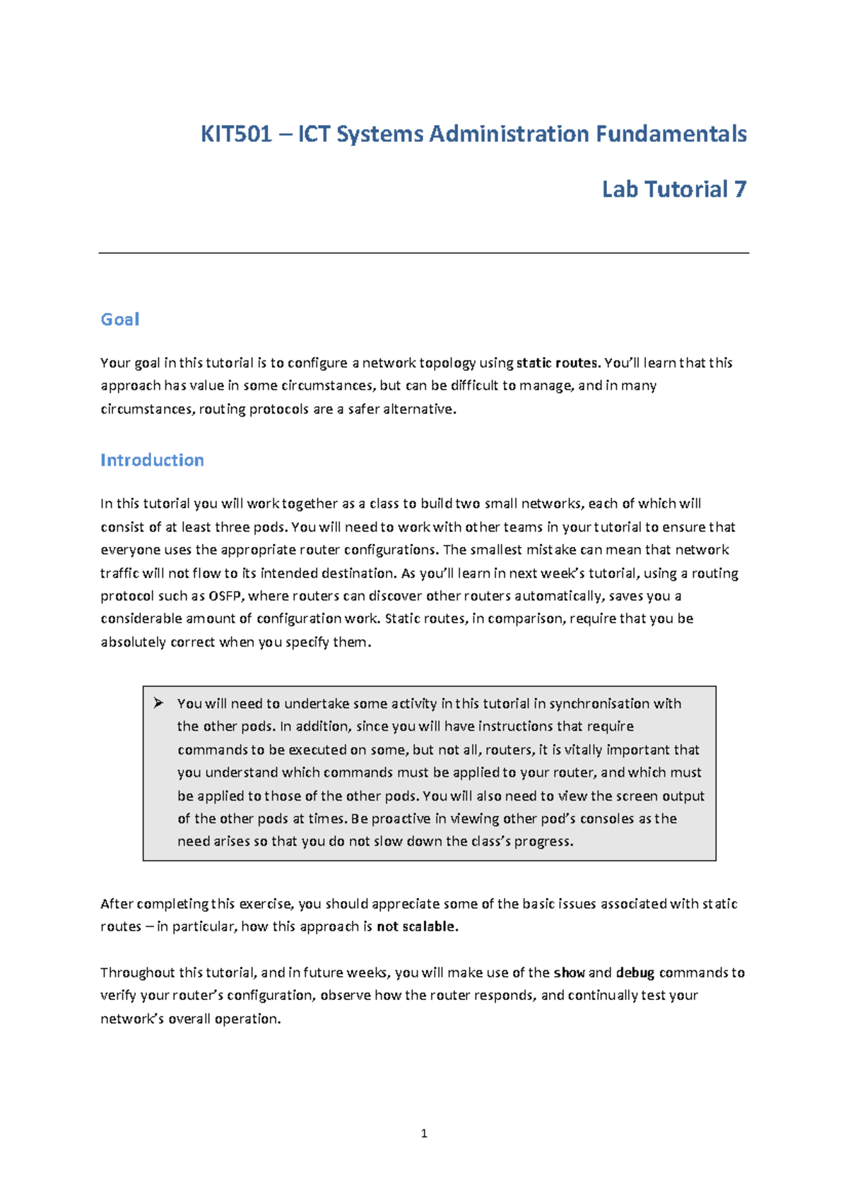 Kit501 tutorial 07 lab - Lecture notes - KIT501 – ICT Systems ...