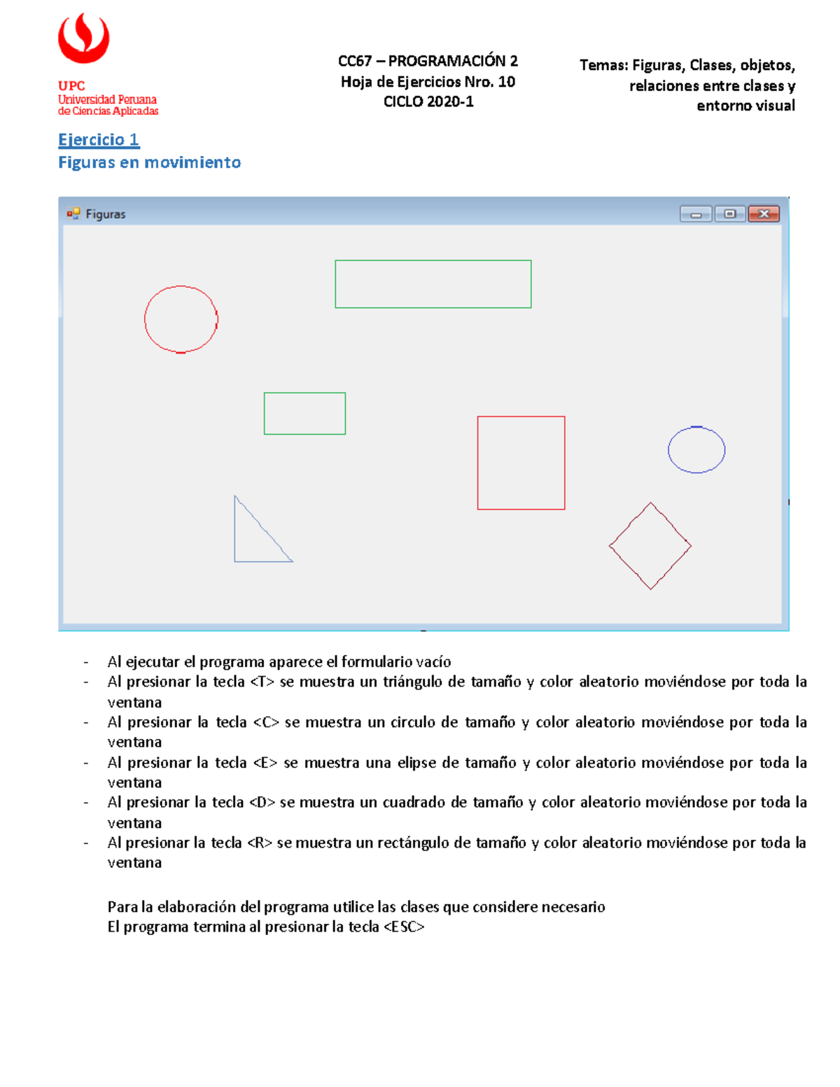 Ejercicios - Semana 10 - CC67 – PROGRAMACI”N 2 Hoja de Ejercicios Nro. 10 CICLO 2020- Temas ...