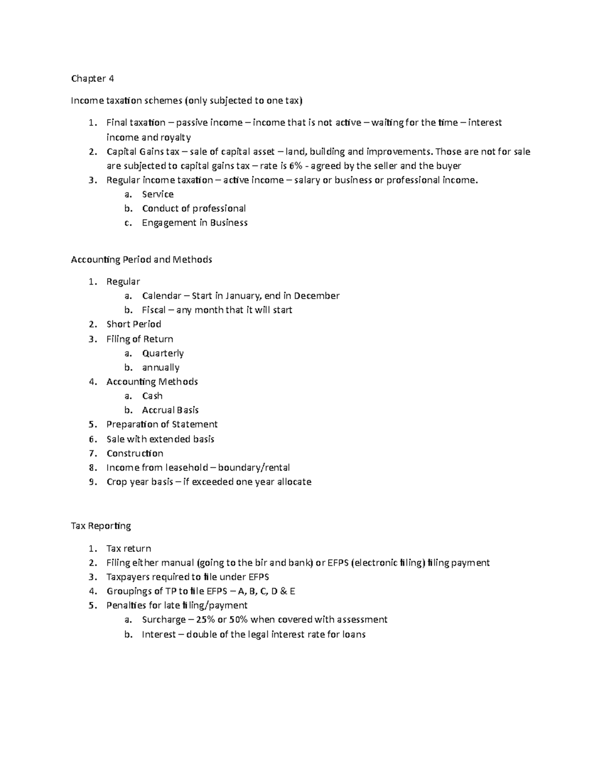 Taxation - Chapter 4 (income tax schemes) - Business - DWCL - Studocu