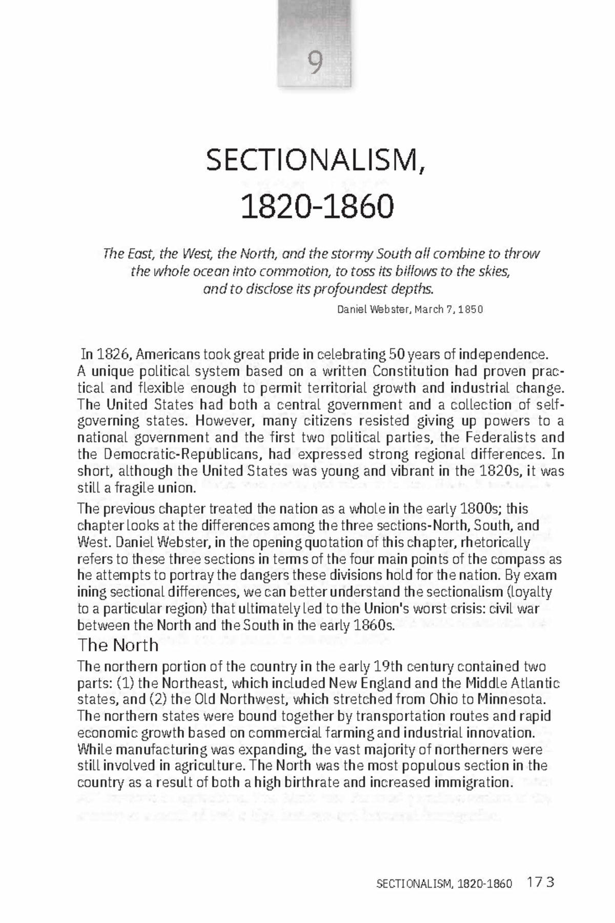Amsco 2016 - Apush Chapt 9,10,11 - 9 SECTIONALISM, 1820- The East, the ...