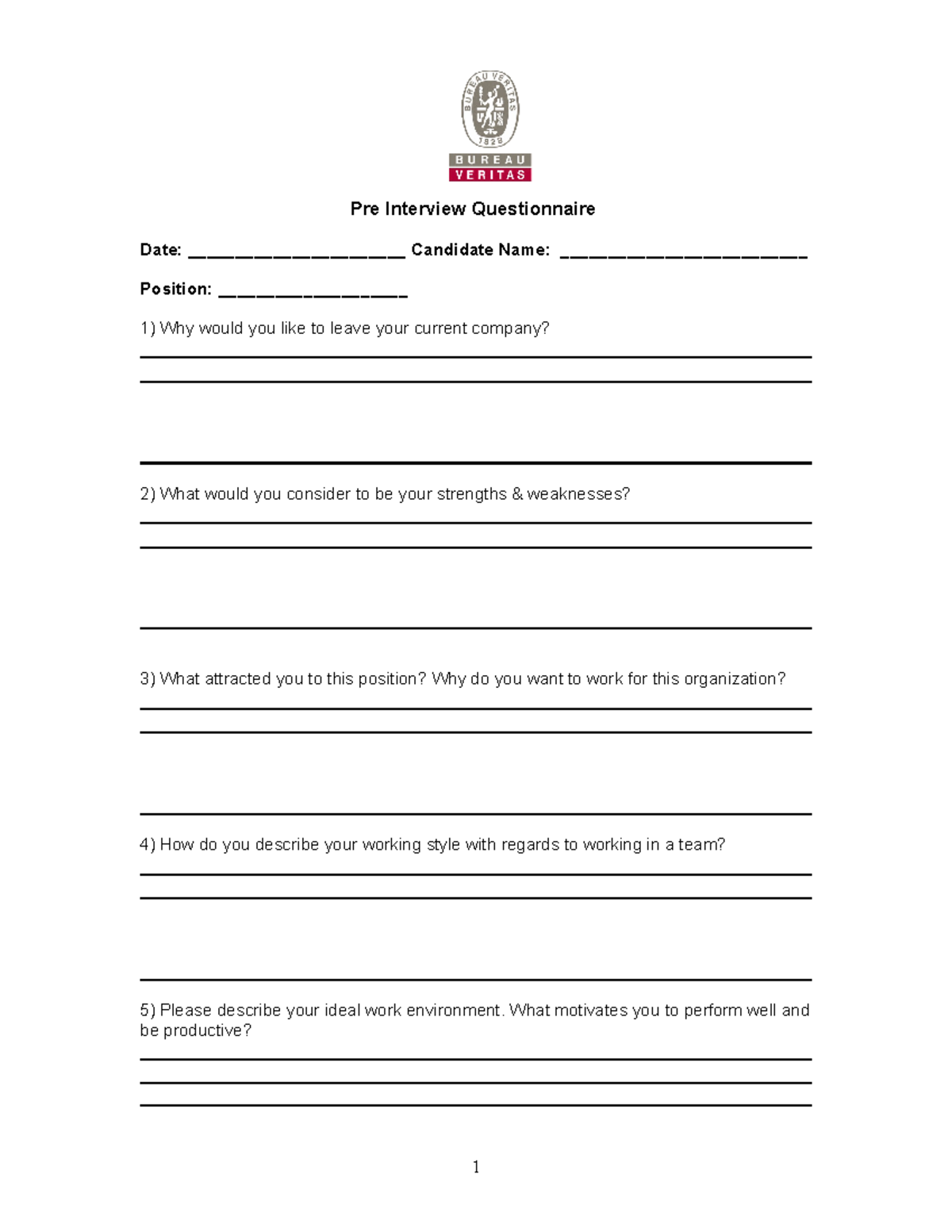 Pre Interview questionaire Updated - Date ...