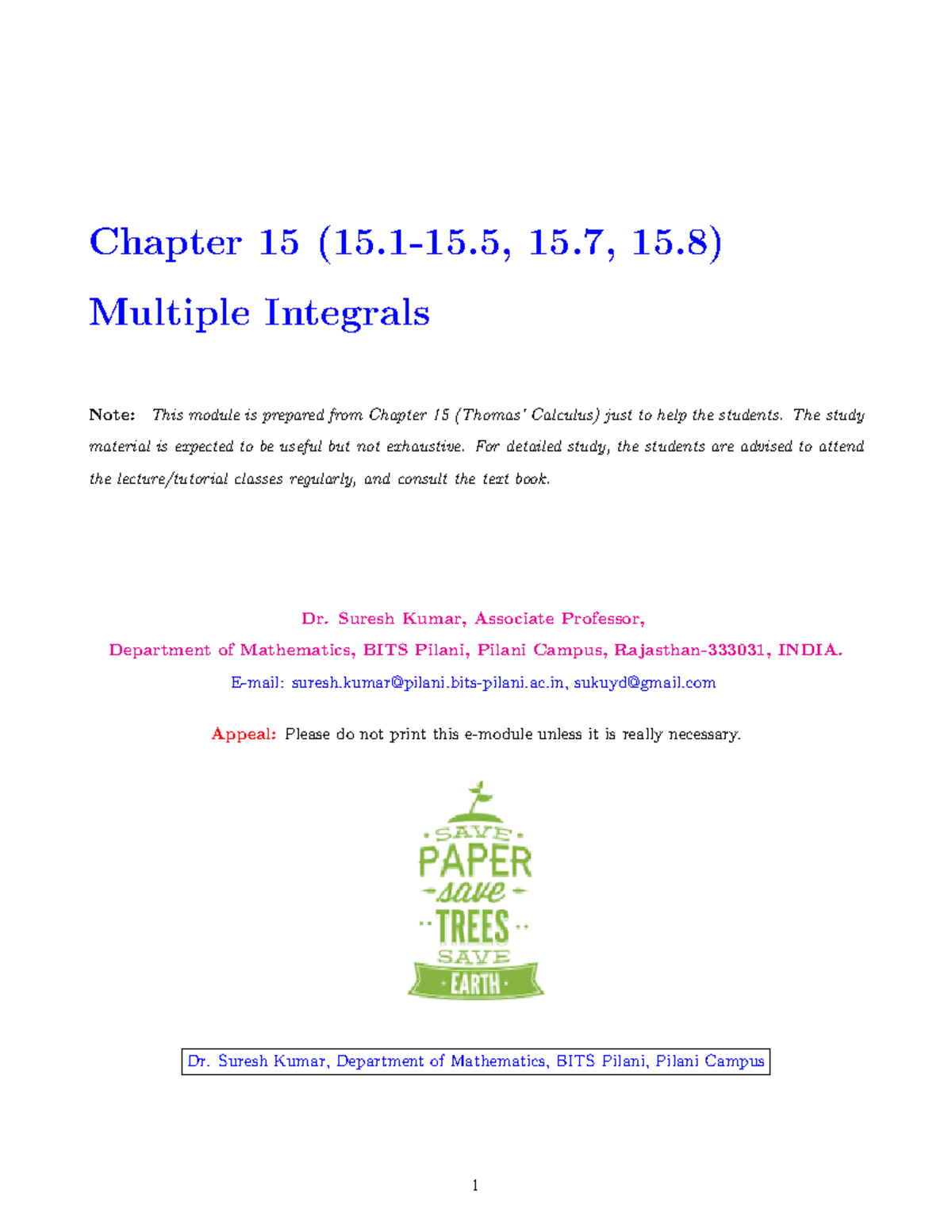 Chap15 multiple integrals - Chapter 15 (15.1-15, 15, 15) Multiple ...
