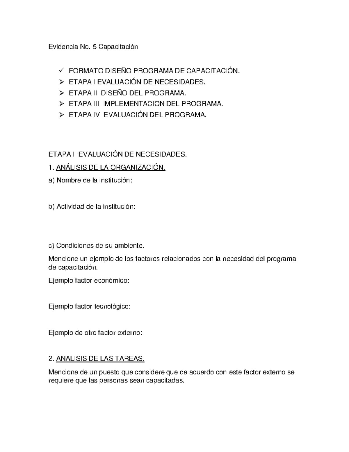 Formato Capacitacion - Evidencia No. 5 Capacitación FORMATO DISEÑO PROGRAMA DE CAPACITACIÓN ...