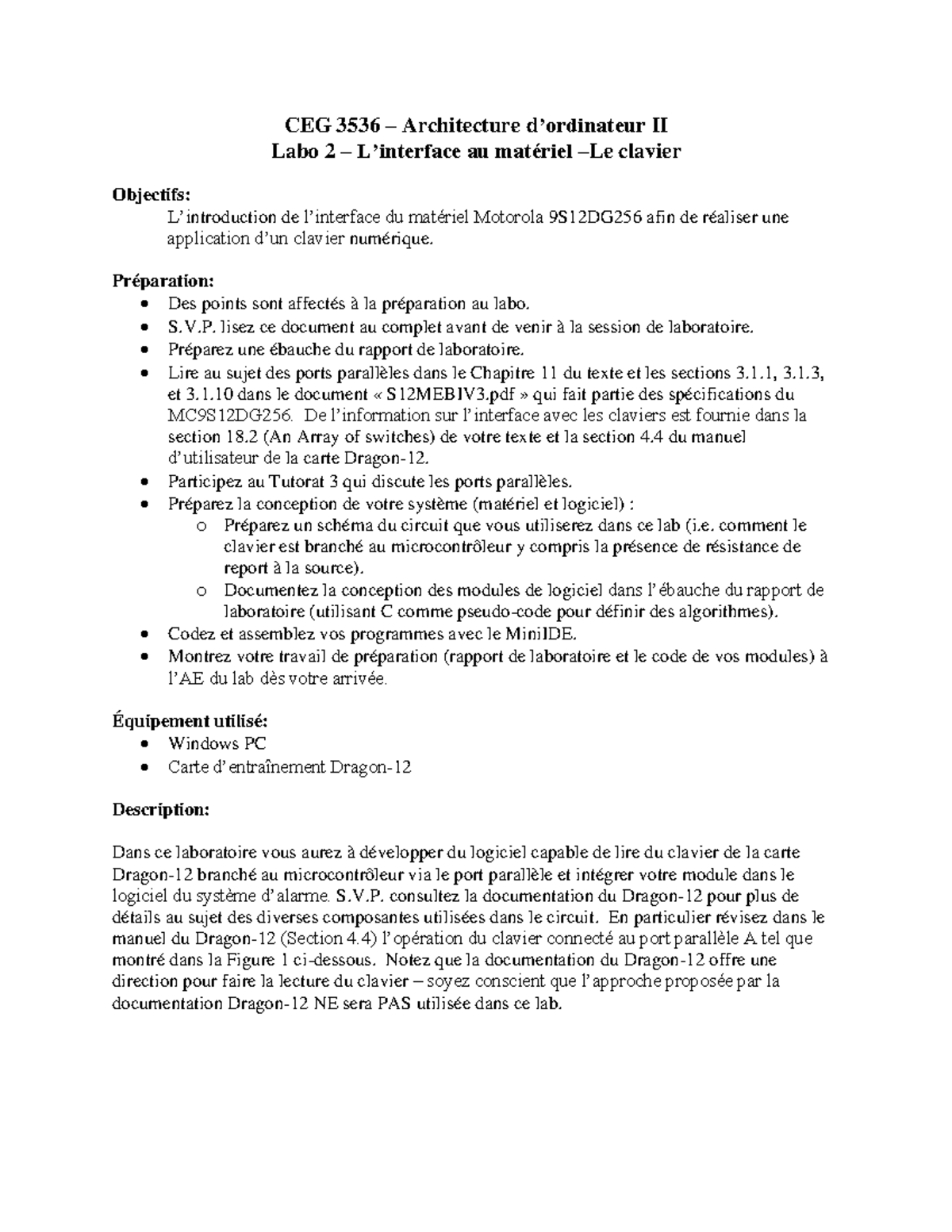 CEG3536 Labo2 - Laboratoire 2 - CEG 3536 – Architecture d’ordinateur II ...