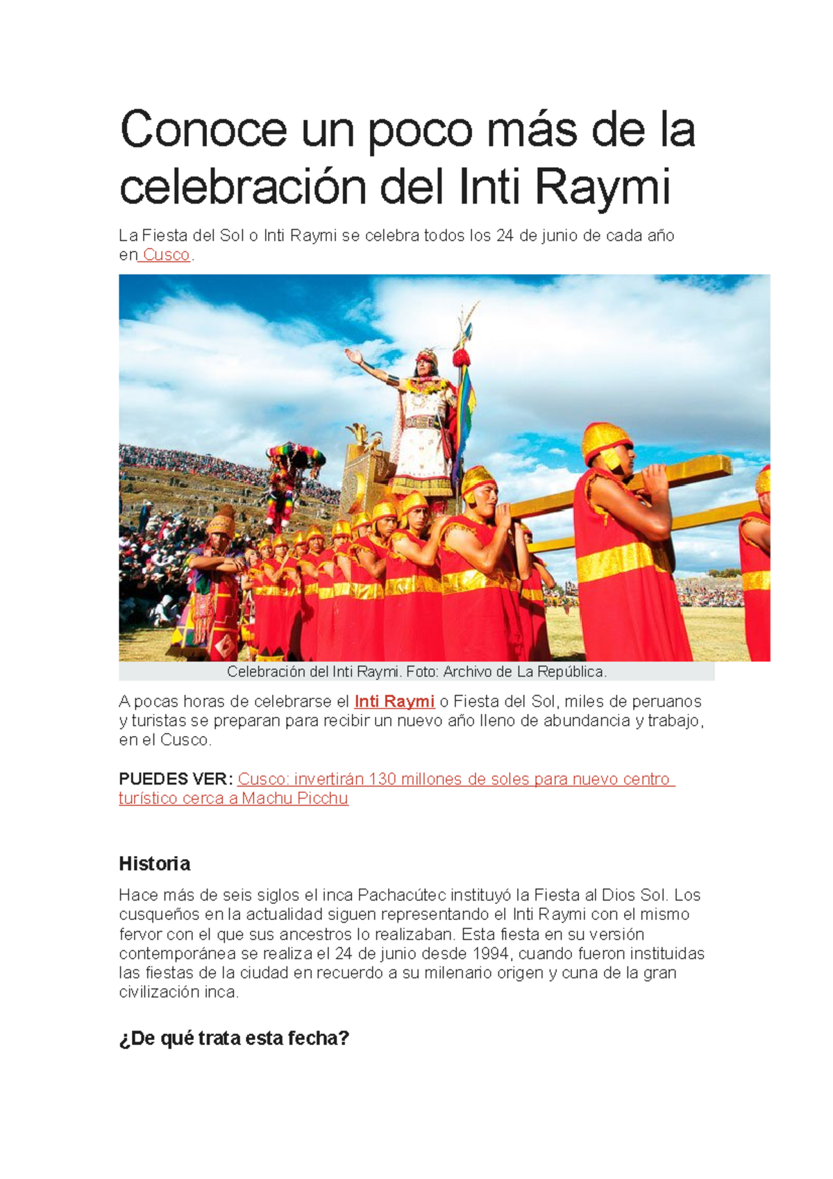 350695869 INTI Raymi docx - Conoce un poco más de la celebración del ...
