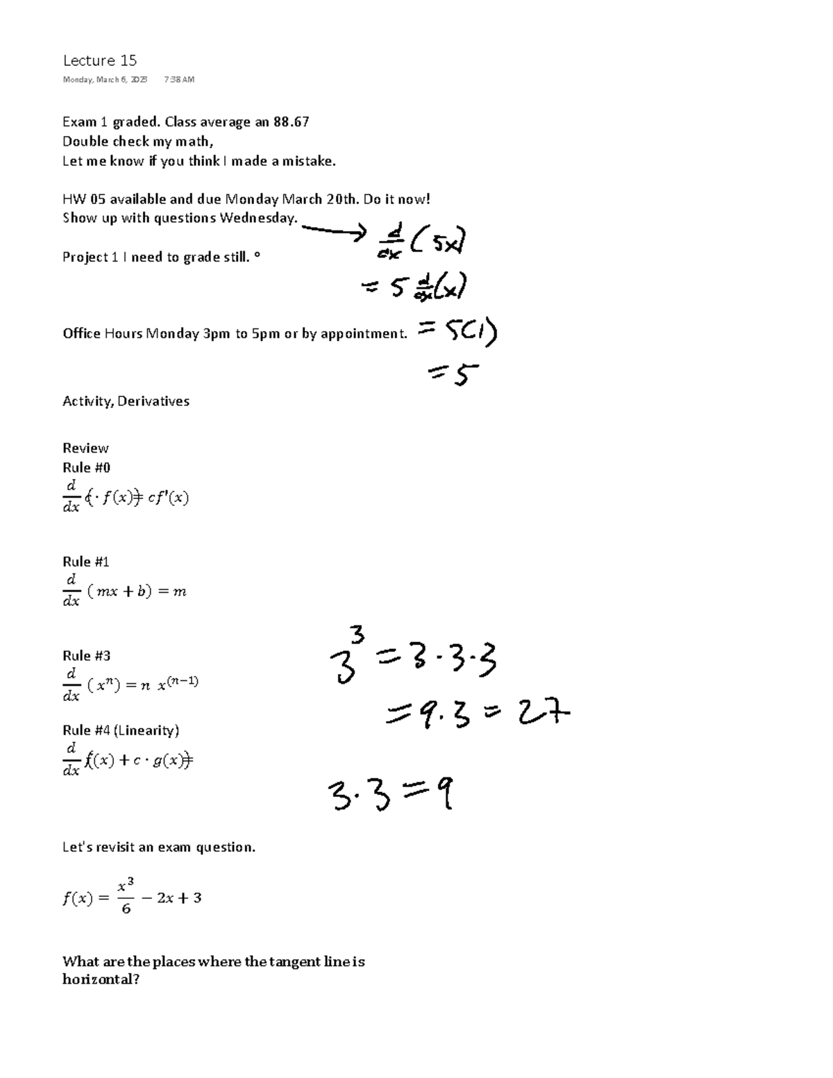 Lecture 15 - finding the derivative of an exponential model and ...