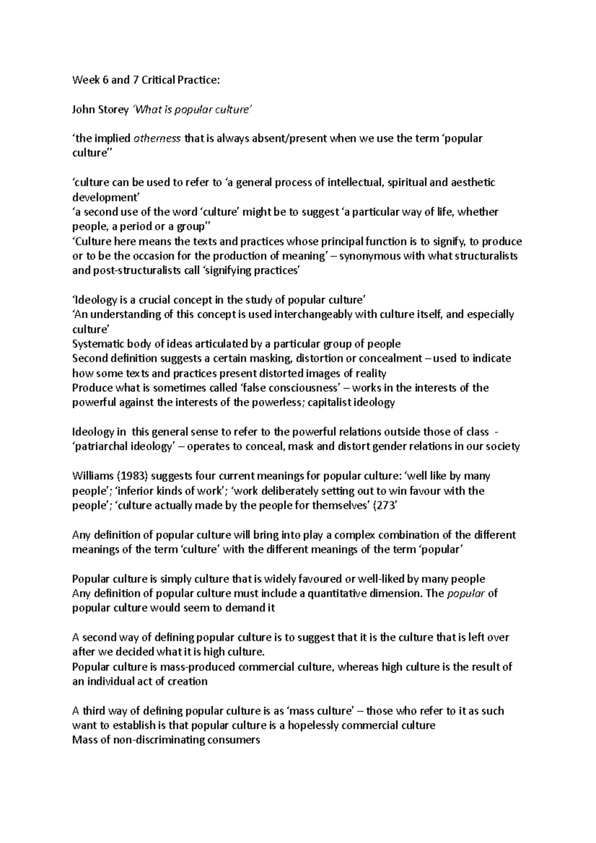 Week 6 and 7 Critical Practice - Pop Culture - Week 6 and 7 Critical ...