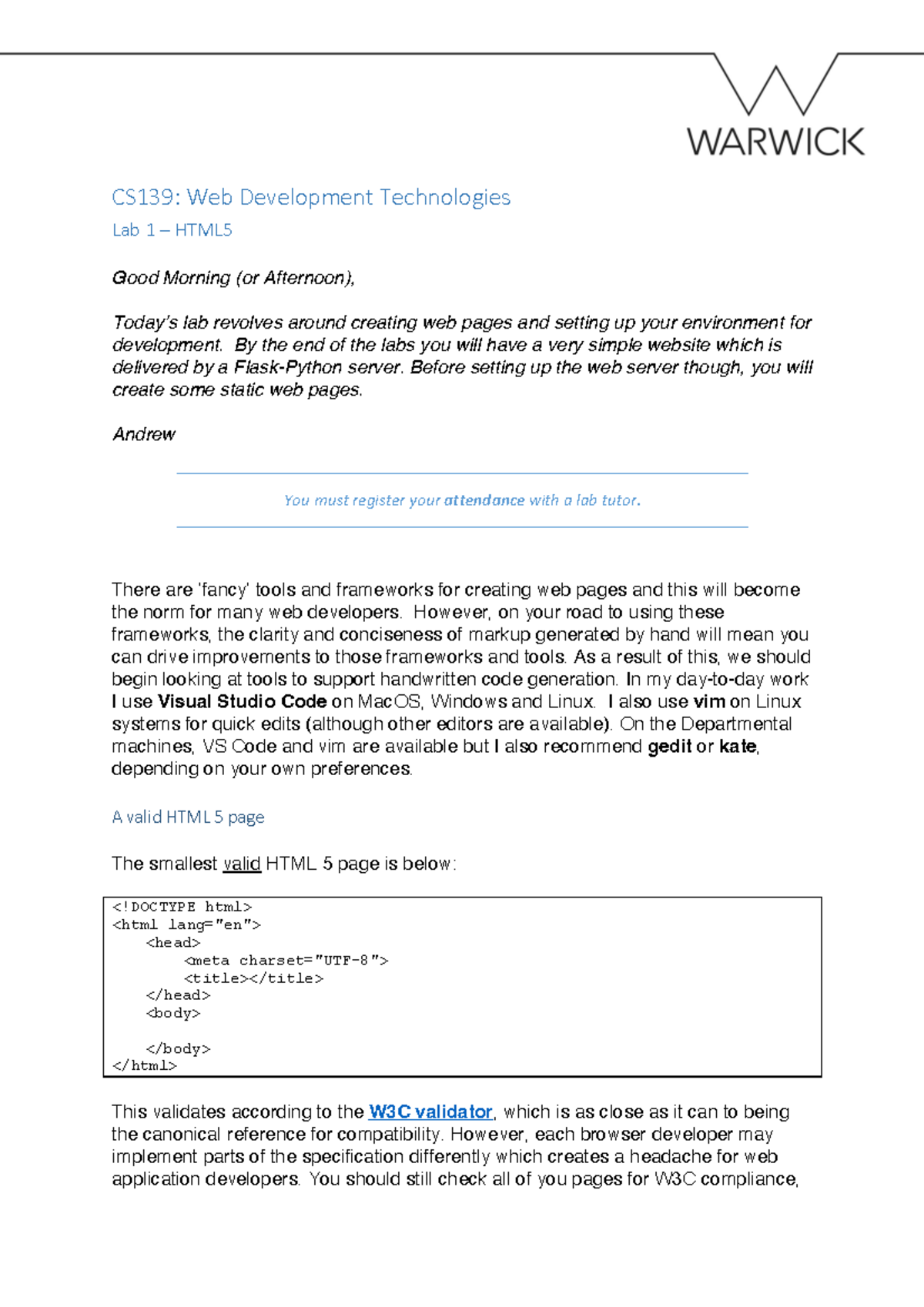 CS139 Lab 1 - Lab 1 - CS139: Web Development Technologies Lab 1 – HTML ...
