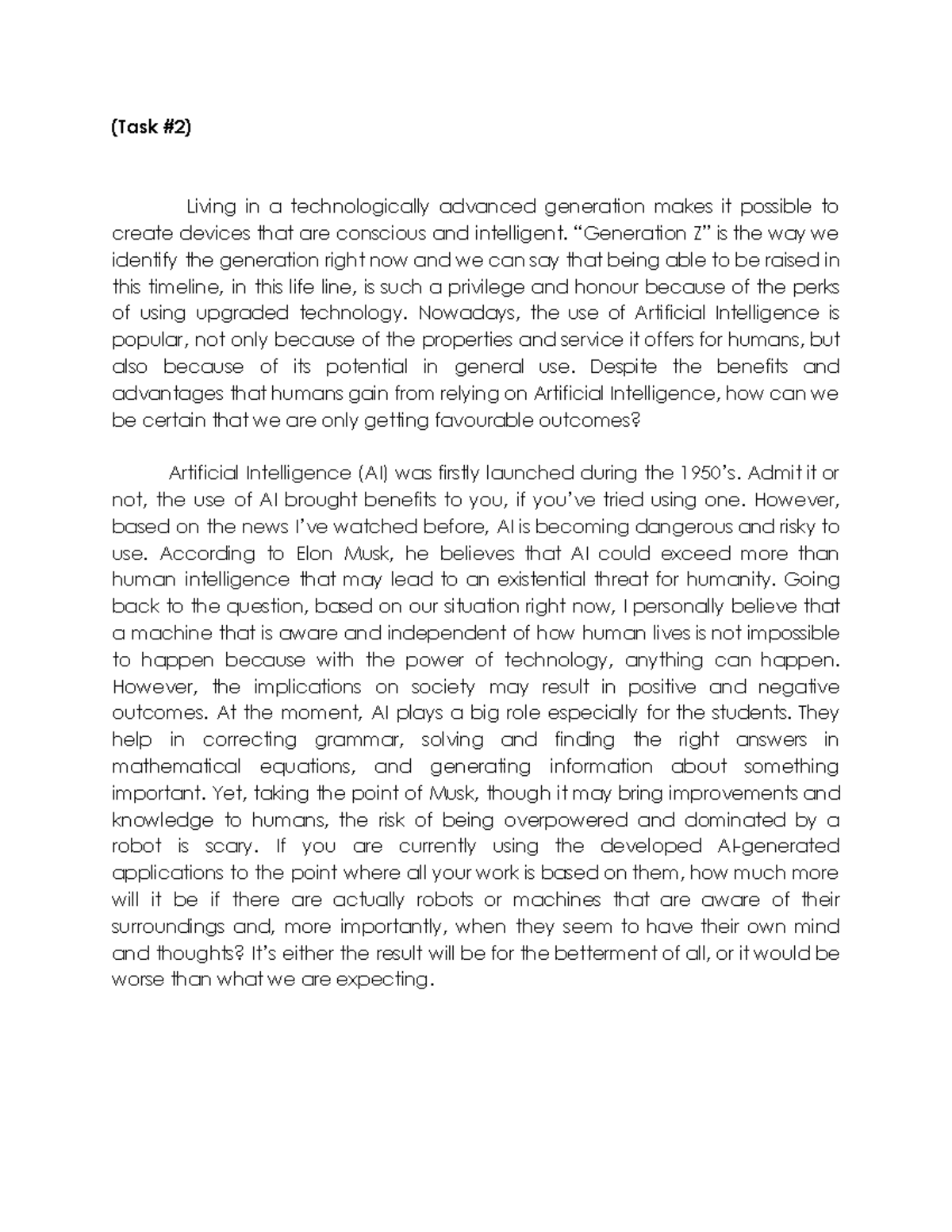 EXAM- Paper-UTS - Essay in uts - (Task #2) Living in a technologically ...
