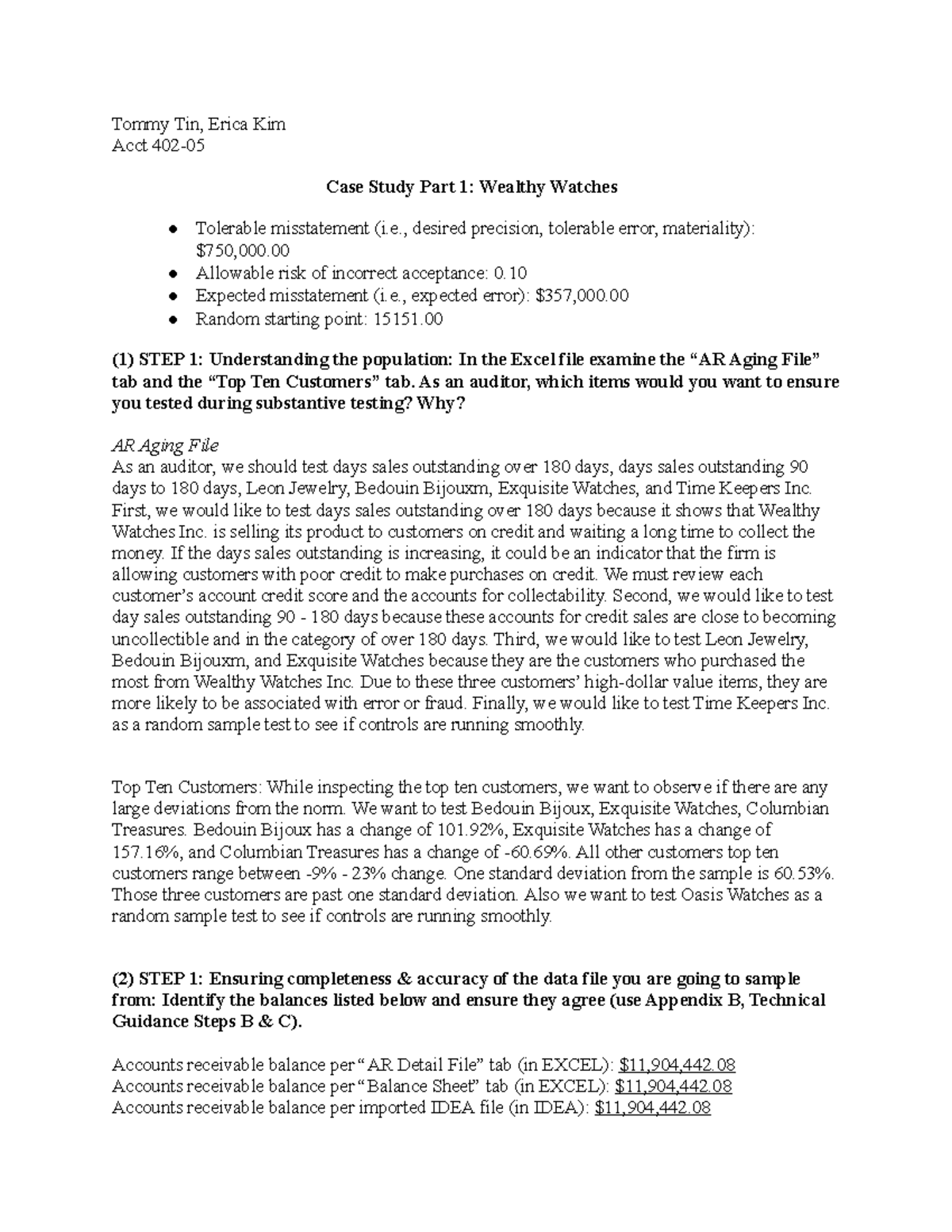 Case Study wealthy watches - Tommy Tin, Erica Kim Acct 402- Case Study ...