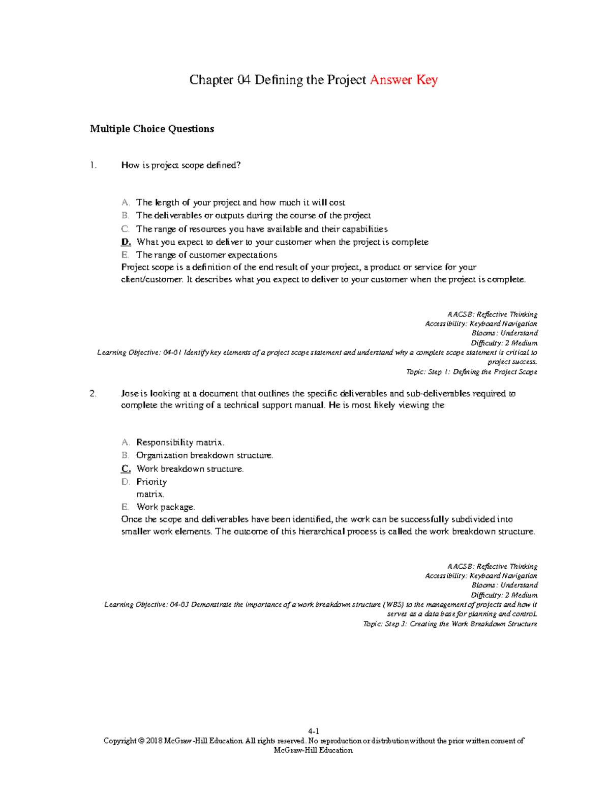 TBChap 004 - Project Management - Chapter 04 Defining the Project ...