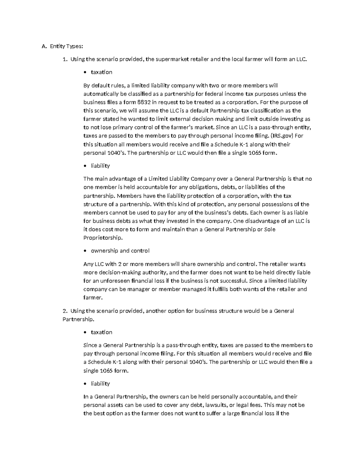 PT 2 - D078 pass task 1 - A. Entity Types: 1. Using the scenario ...