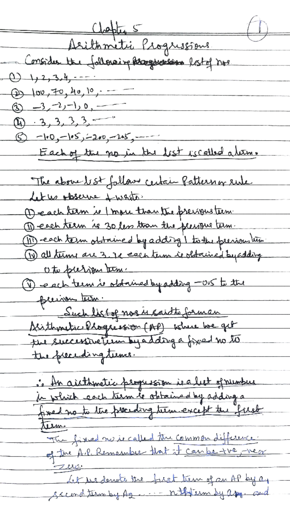Arithmetic Progression - The above list follows certain Patterna rule ...
