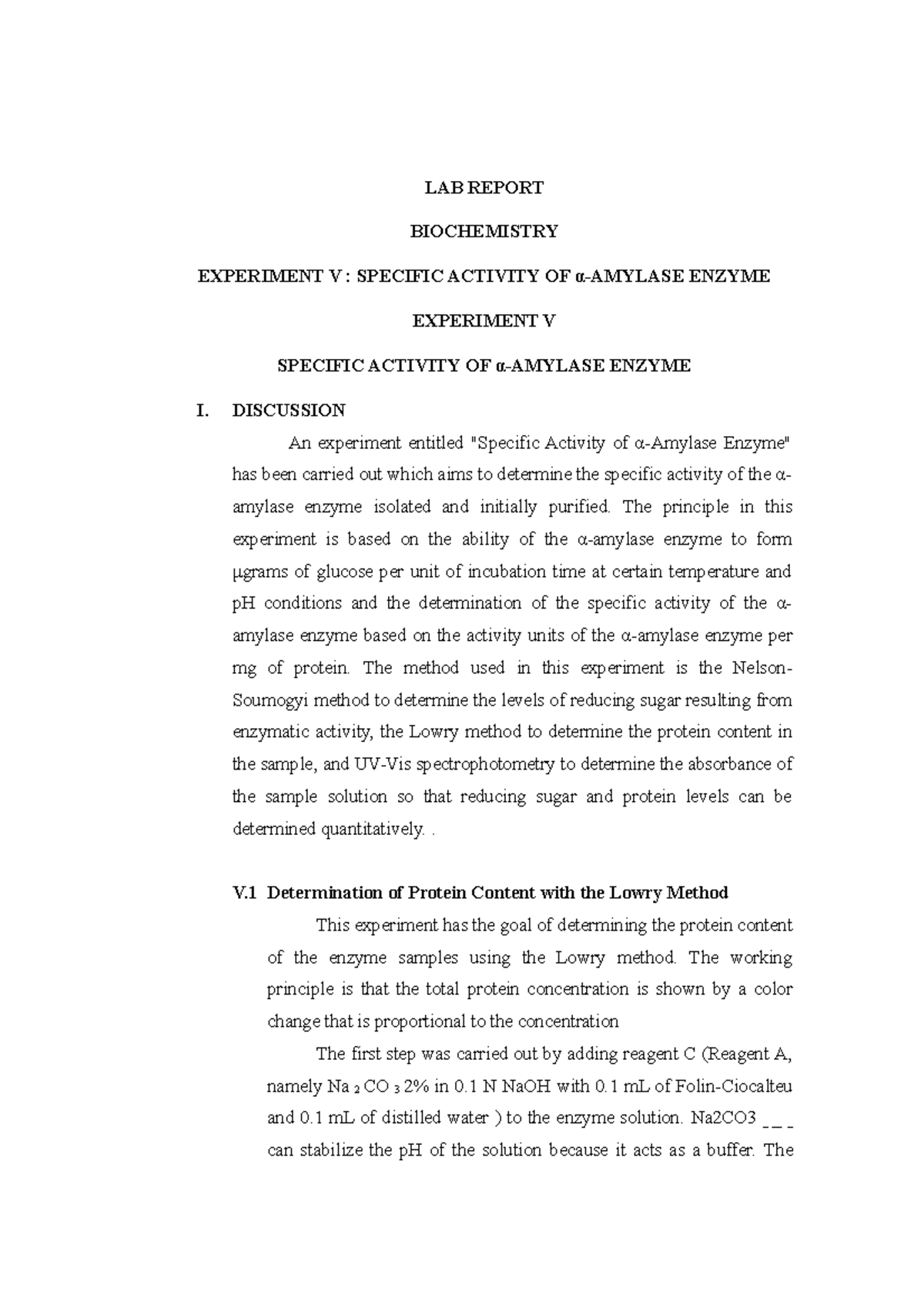 Determination of Protein Content with the Lowry Method - LAB REPORT ...