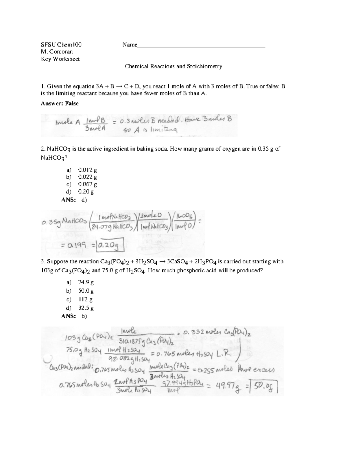 Stoichiometry Worksheet Answer Key Zipworksheet