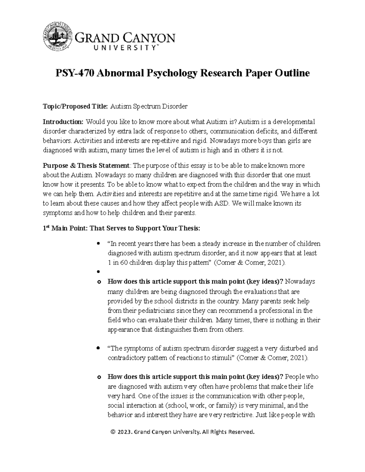 PSY470-RS-T3-Outline Template - PSY-470 Abnormal Psychology Research ...
