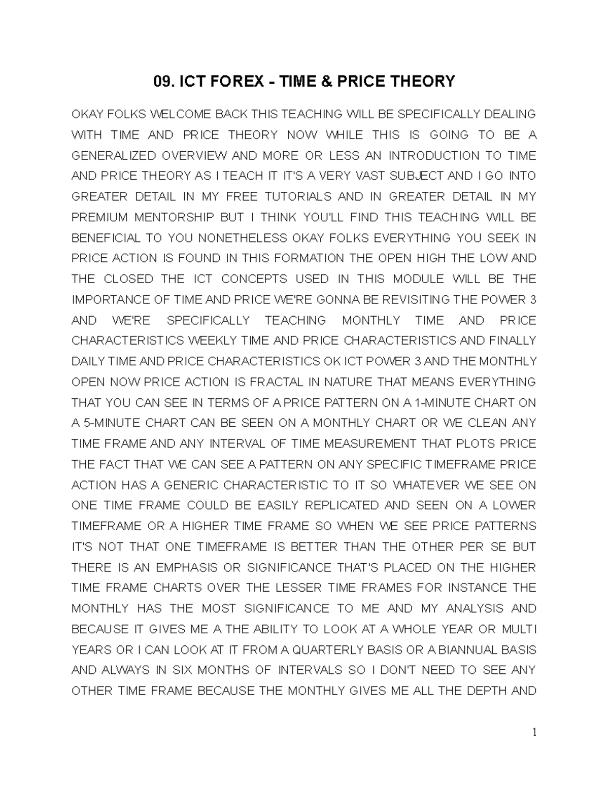 9 - Docs of Lecture - 09. ICT FOREX - TIME & PRICE THEORY OKAY FOLKS ...