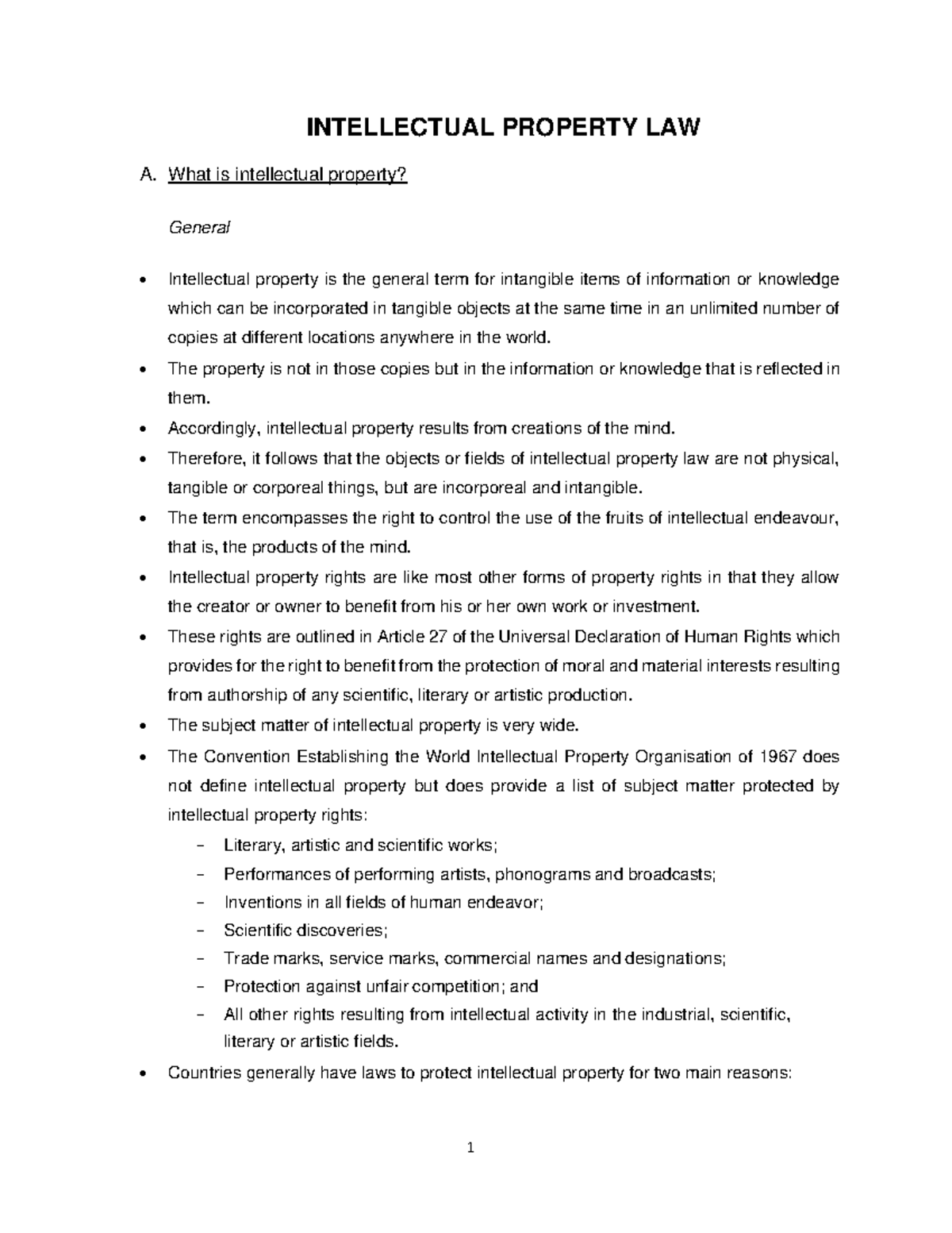 Intellectual Property LAW - Notes - JMRV402 - Mandela - Studocu