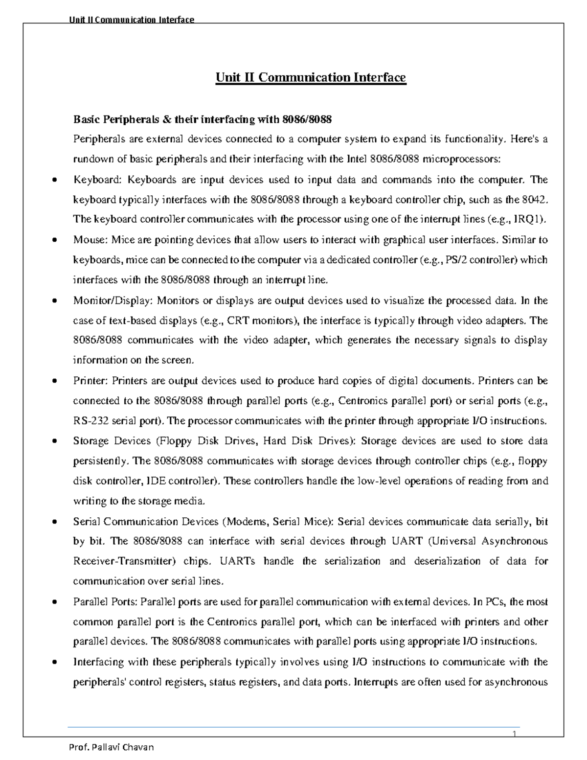 Unit II Communication Interface - 1 Unit II Communication Interface ...