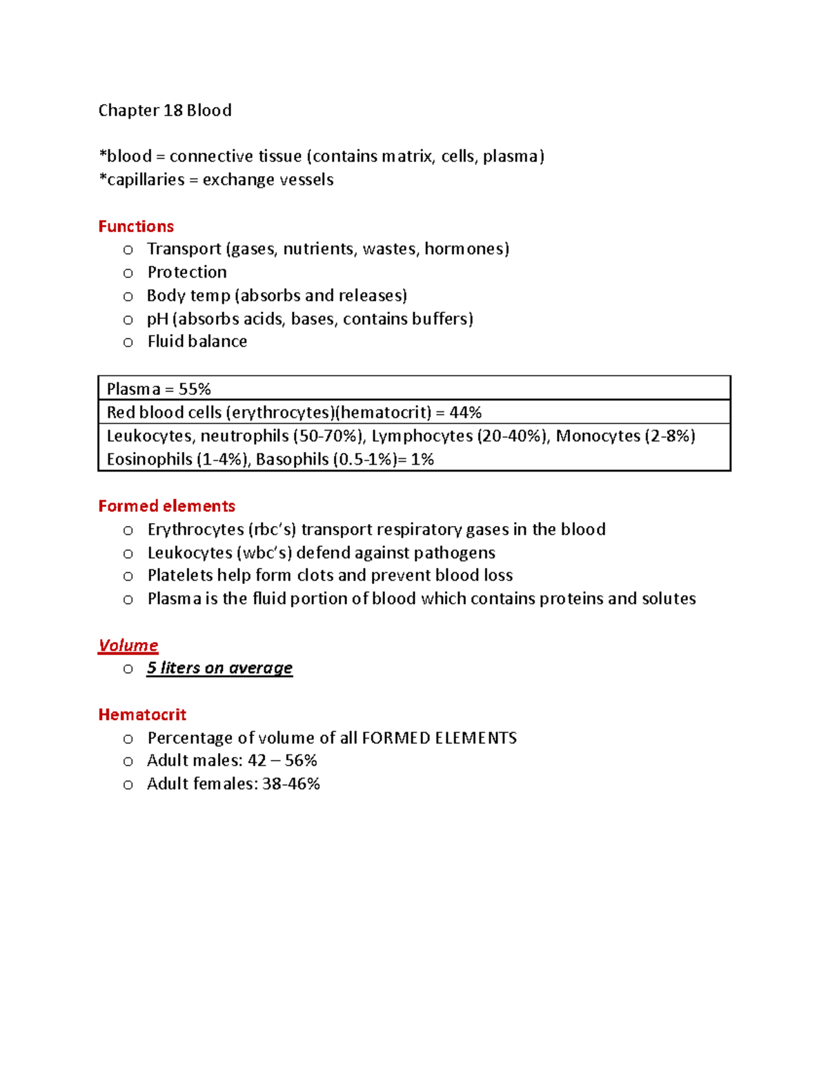 Chapter 18 Blood - Chapter 18 Blood *blood = connective tissue ...