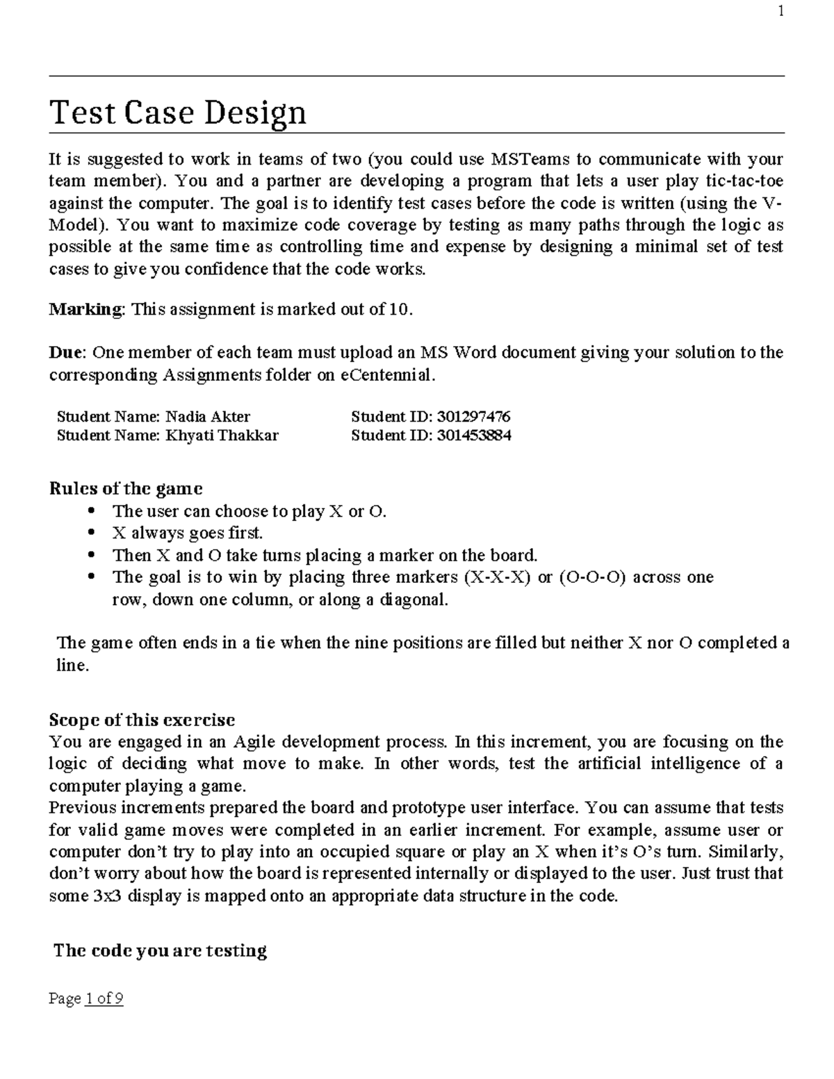 Assignment 4-Test Case Spec - Test Case Design It is suggested to work ...