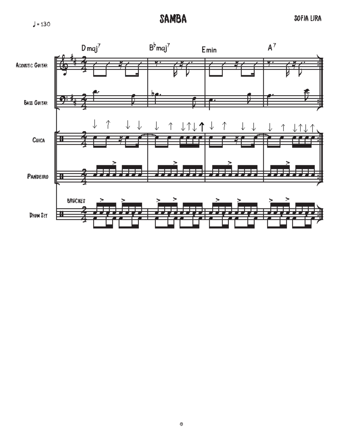 Samba groove - Score - & ? ã ã ã 42 42 42 42 42 .. .. .. .. .. Acoustic ...