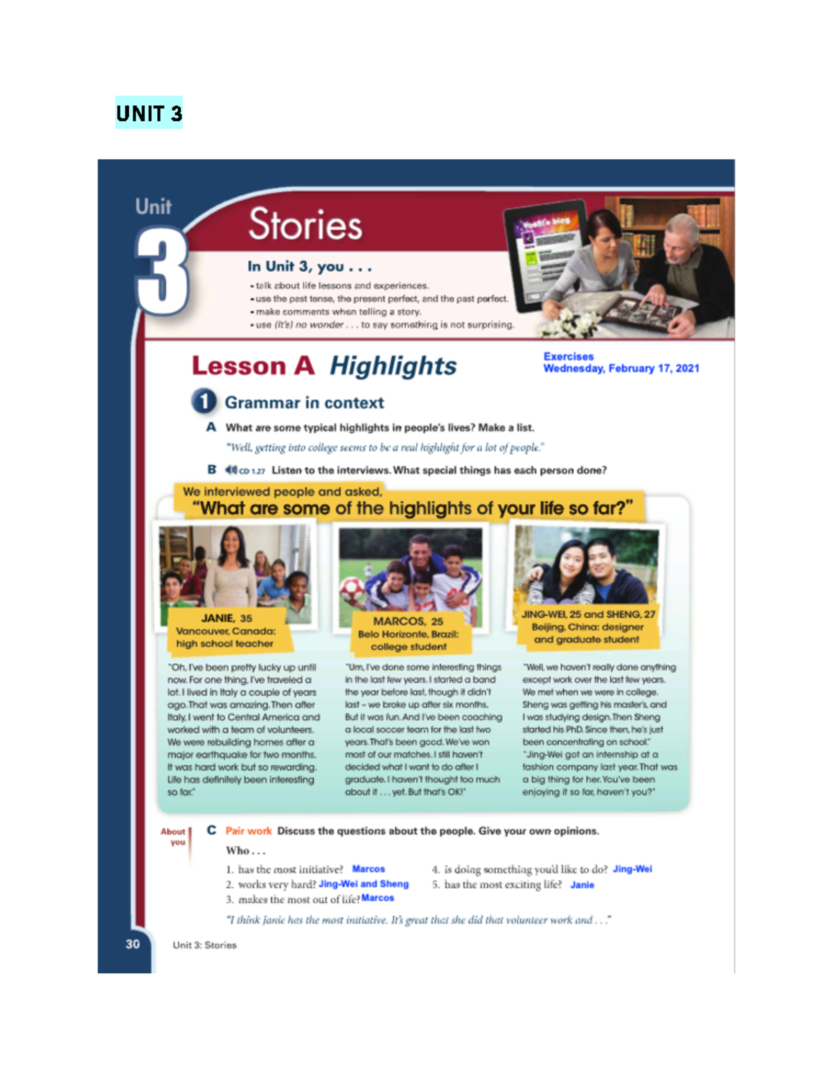 UNIT 3 - INGLES - Ingles - UNIT - Studocu