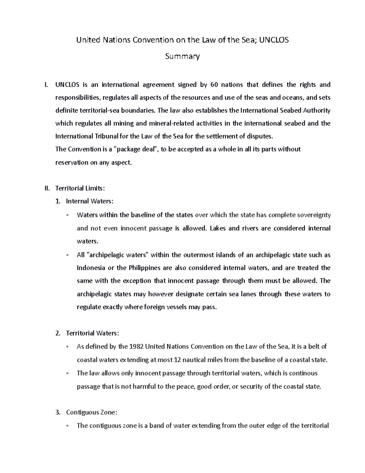 234537281 Unclos Report Summary - United Nations Convention on the Law ...
