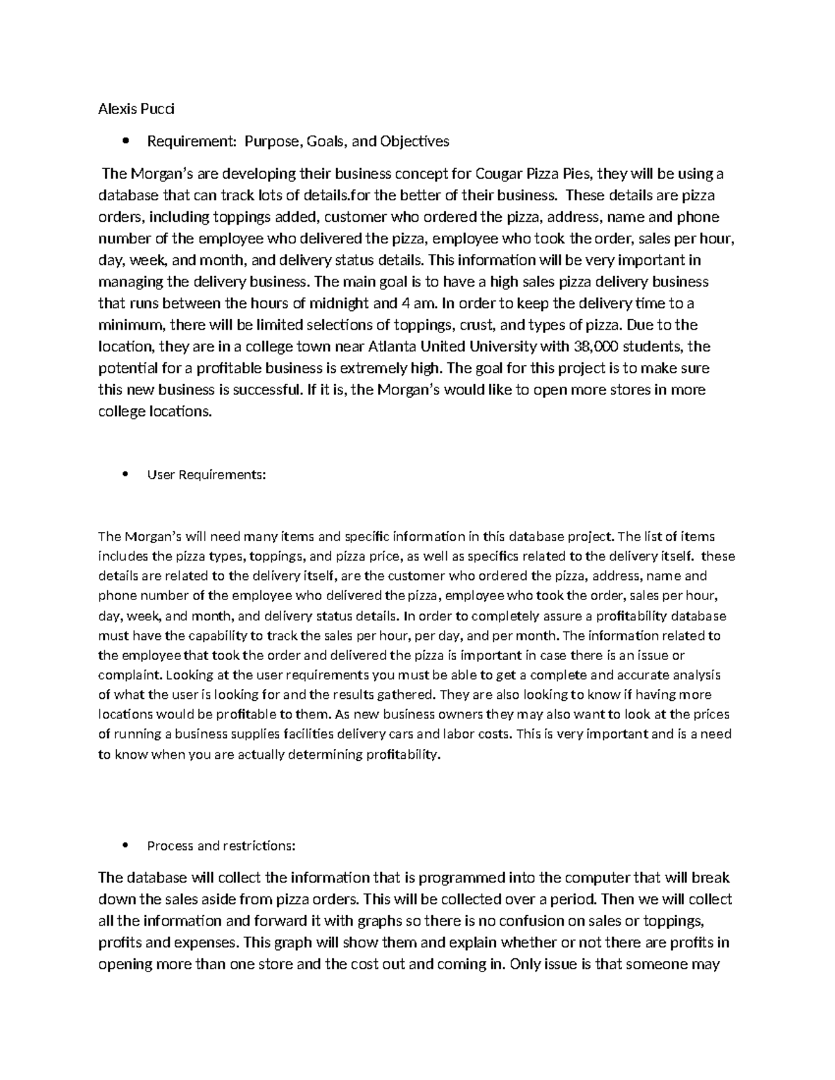 It - Just some finished work - Alexis Pucci Requirement: Purpose, Goals ...