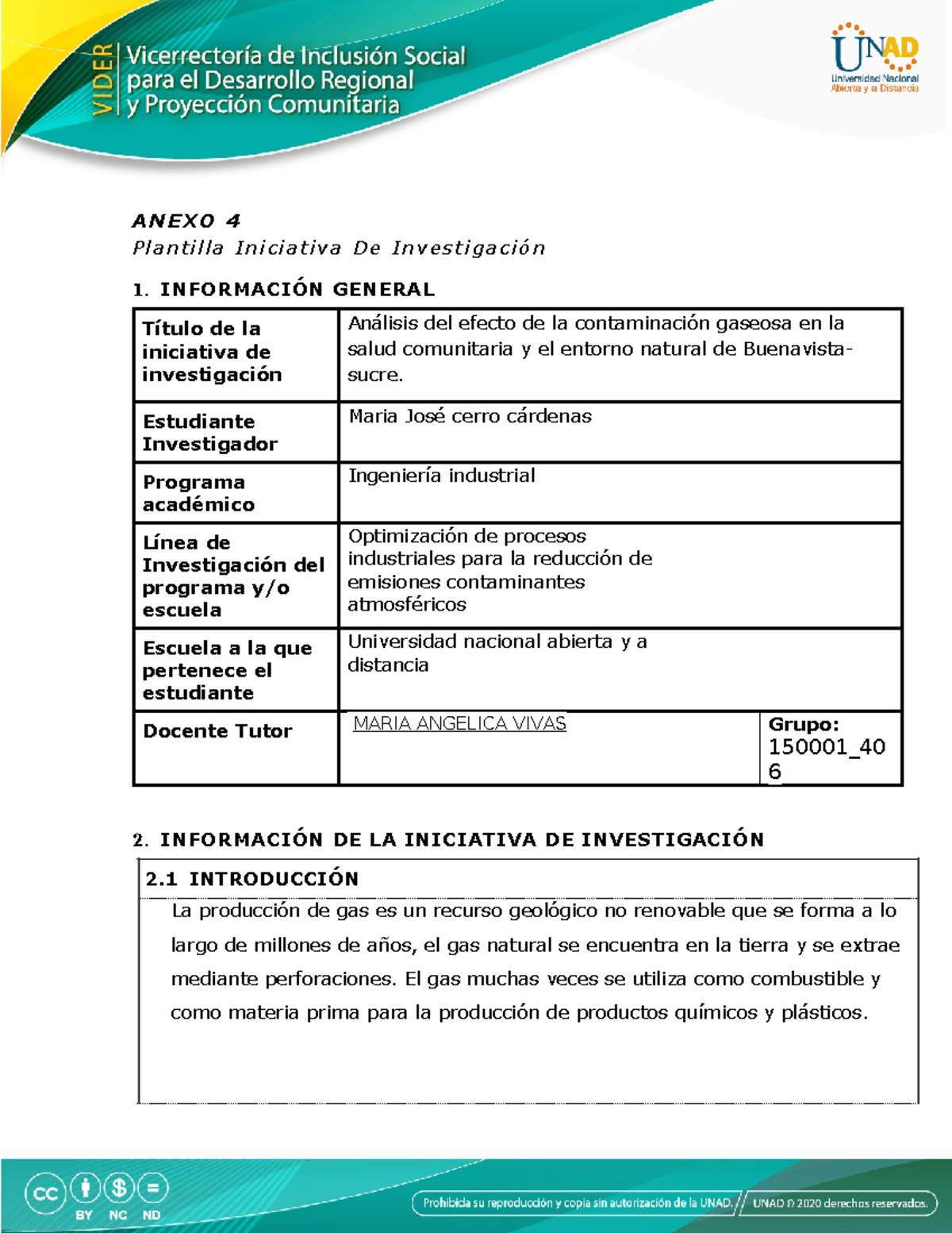 Maria JOSE Cerro Cardenas - A N E X O 4 P l a n t i l l a I n i c i a t i v a D e I n v e s t i ...