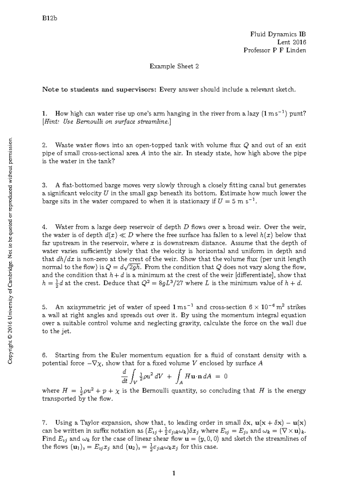 Lecture notes, lecture 2 - Example sheet - Copyright © 2016 University ...