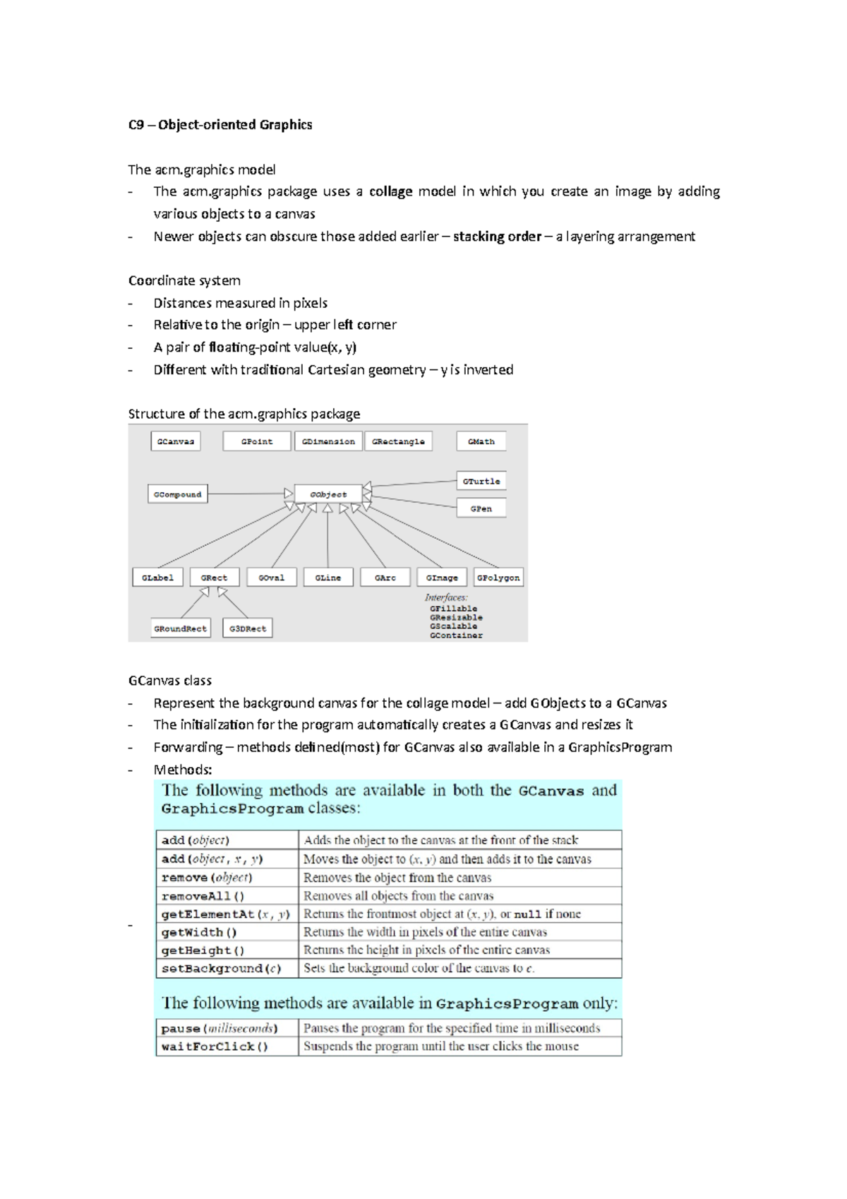 C9 Graphics: ACM.Graphics Package and Object Classes - Studocu