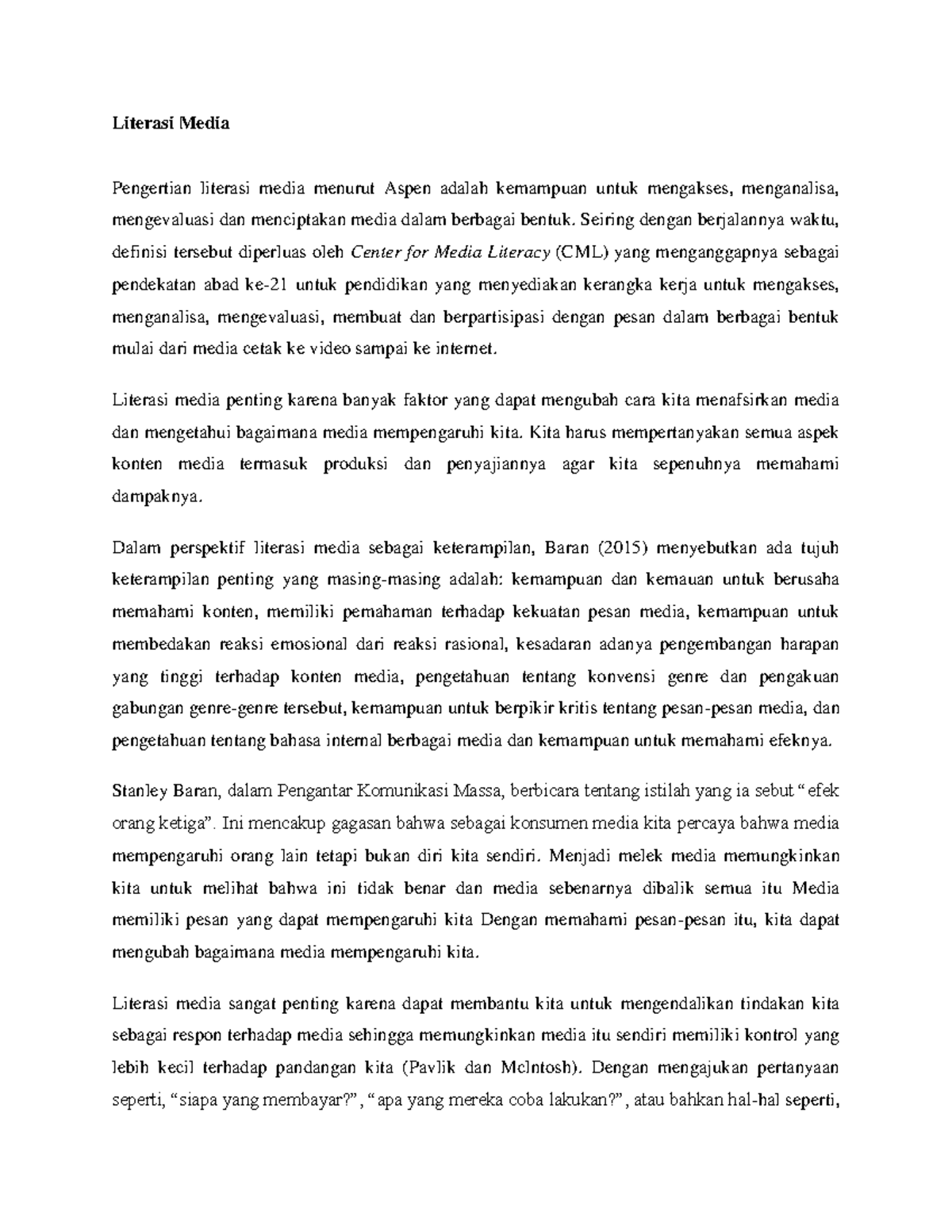 Literasi Media - Literasi Media Pengertian literasi media menurut Aspen ...