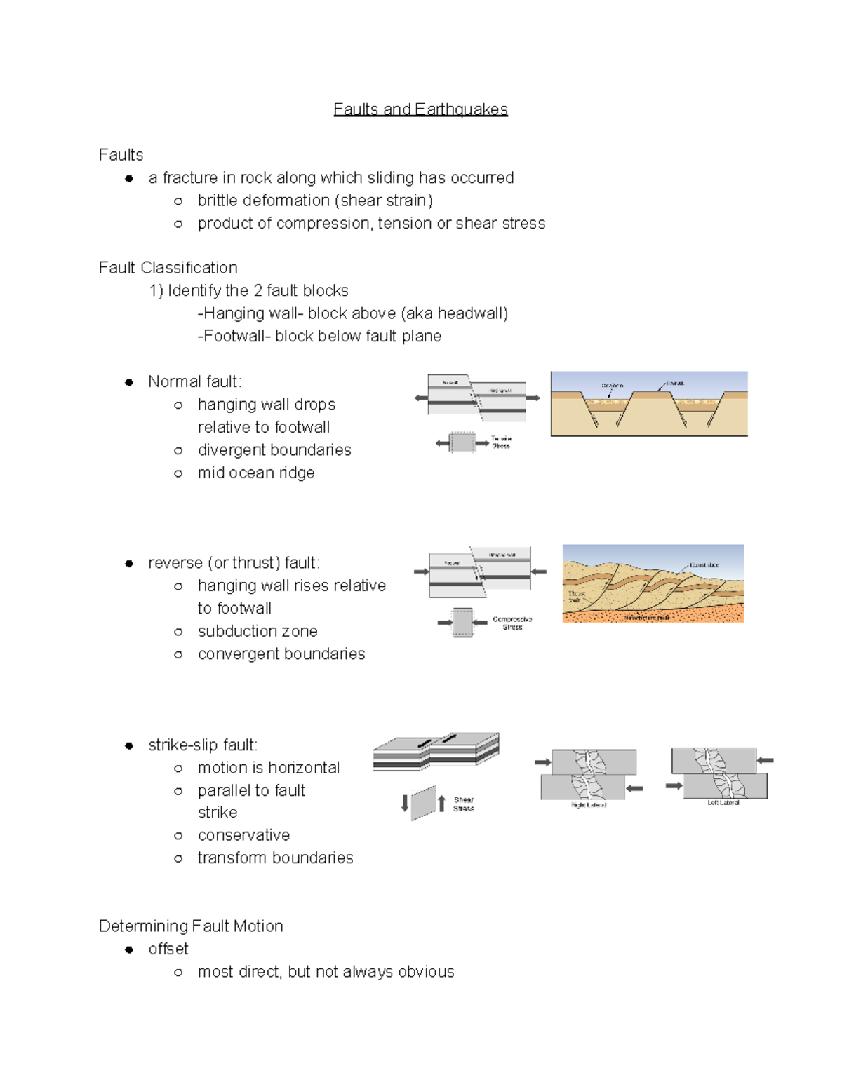 ESCI1005 Faults and Earthquakes lecture notes - Faults and Earthquakes ...
