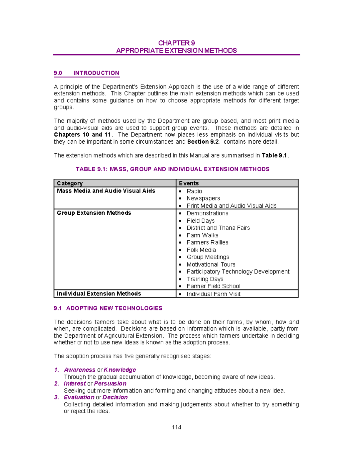 Extension Mannual Chapt 9 - CHAPTER 9 APPROPRIATE EXTENSION METHODS 9 ...