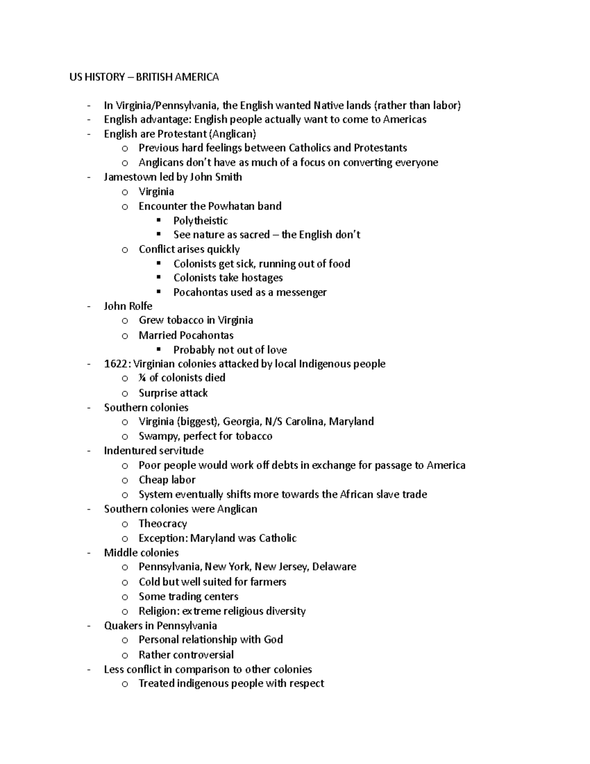 US History - british america - US HISTORY – BRITISH AMERICA In Virginia ...