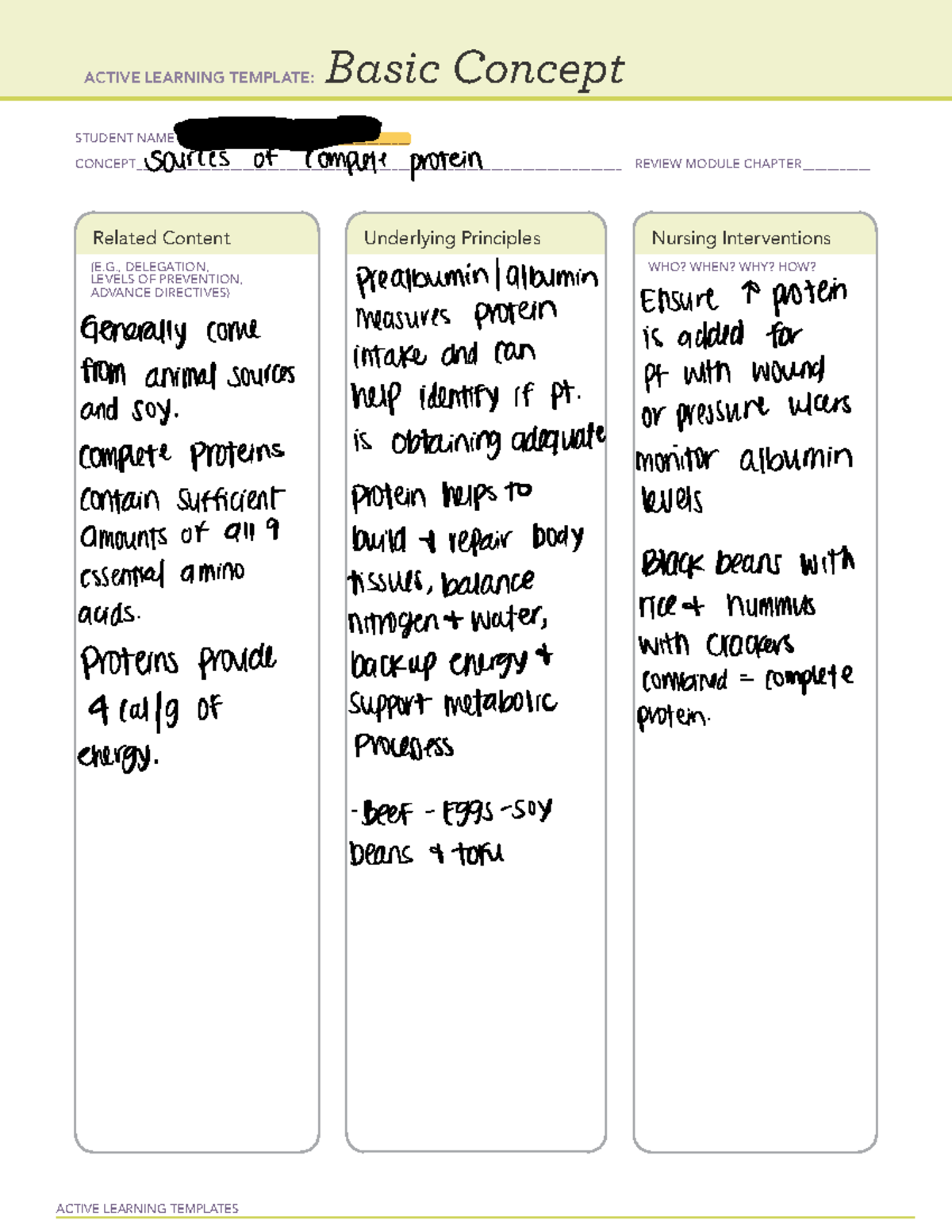 Complete proteins - NUTR 2420 - ACTIVE LEARNING TEMPLATES Basic Concept ...