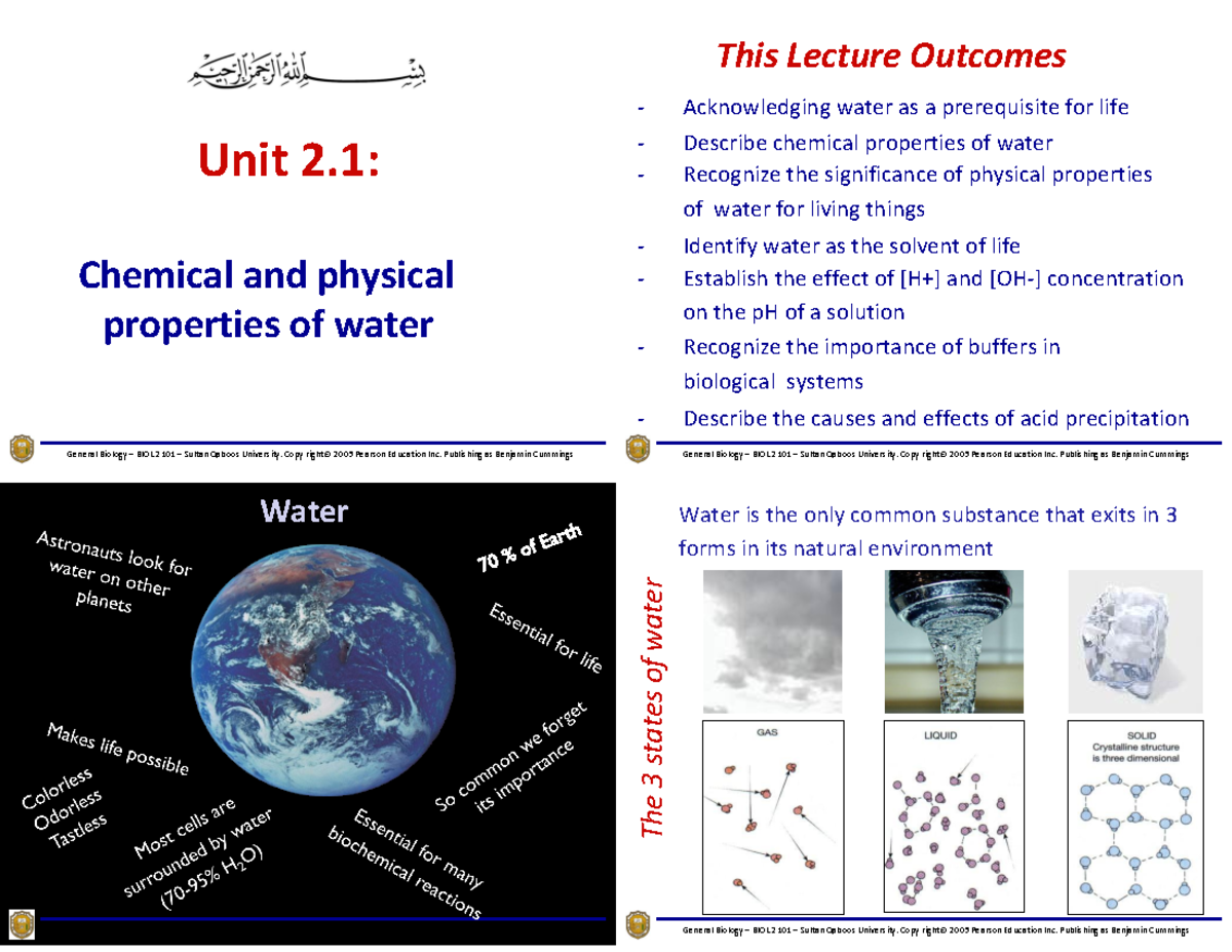 2 - good - Unit 2: Chemical and physical properties of water General ...